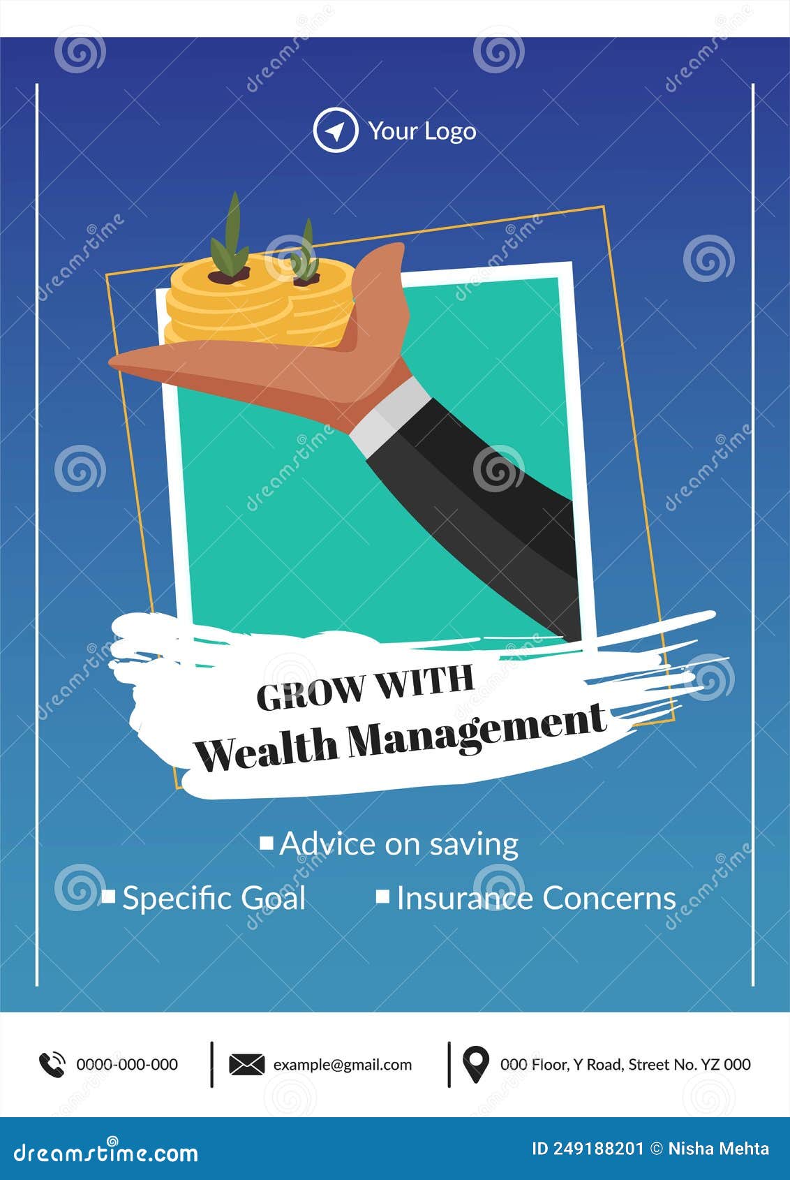 Flyer Design of Grow with Us Wealth Management Stock Vector ...
