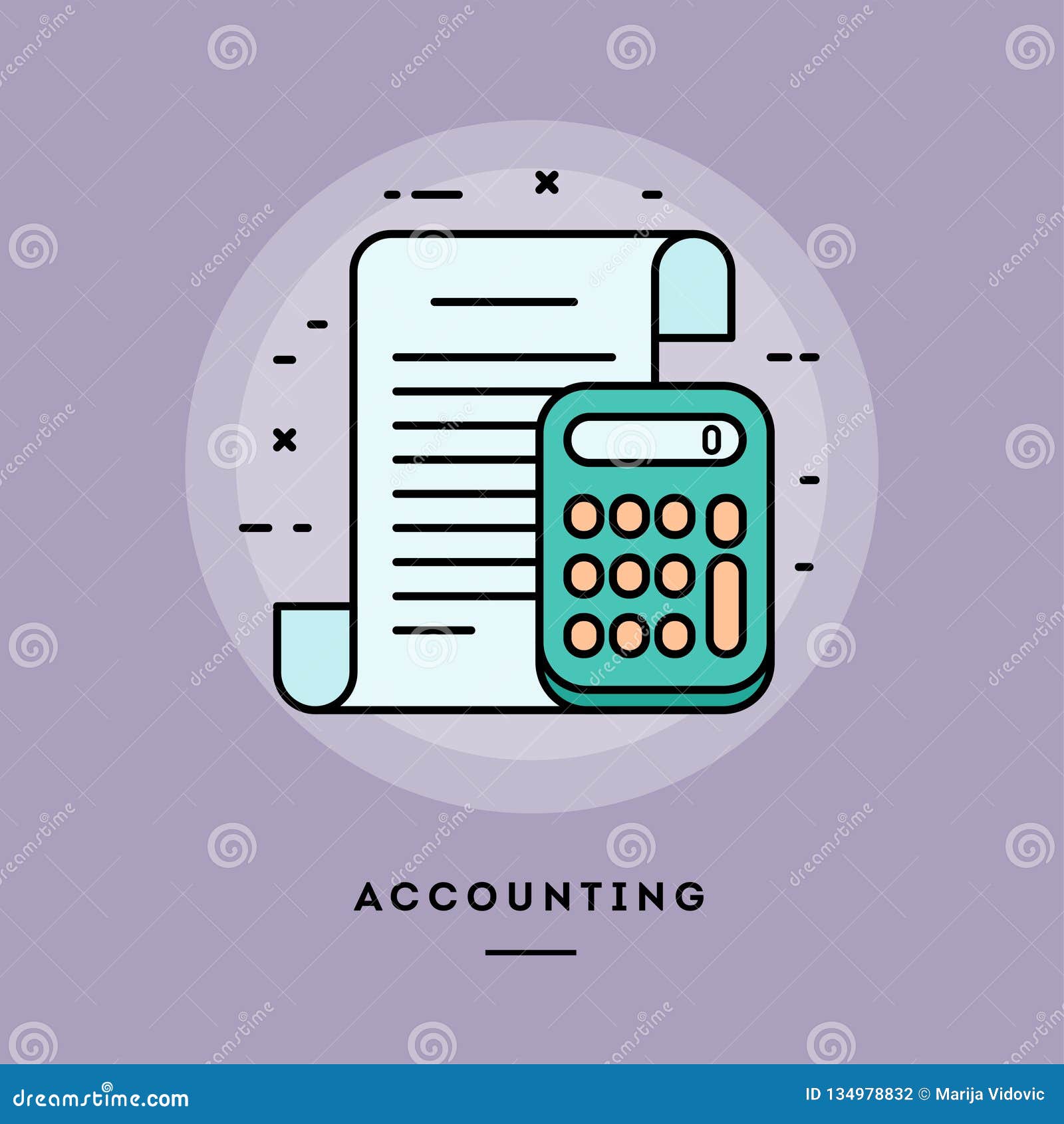 Accounting, Flat Design Thin Line Banner. Stock Vector - Illustration ...