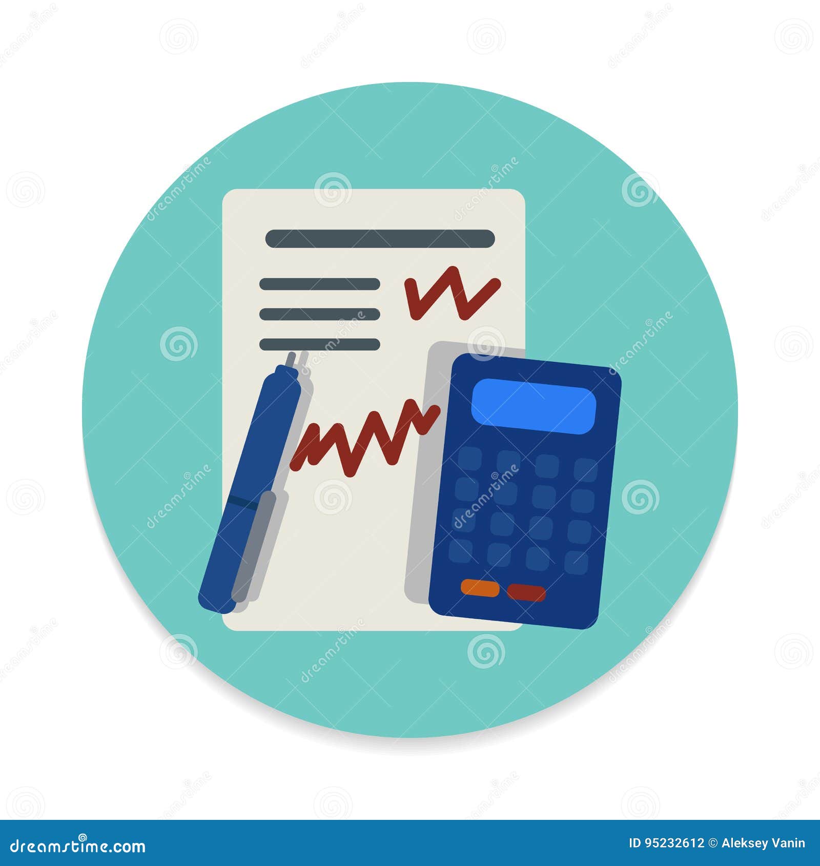 Accounting Flat Icon. Round Colorful Button, Circular Vector Sign Stock ...