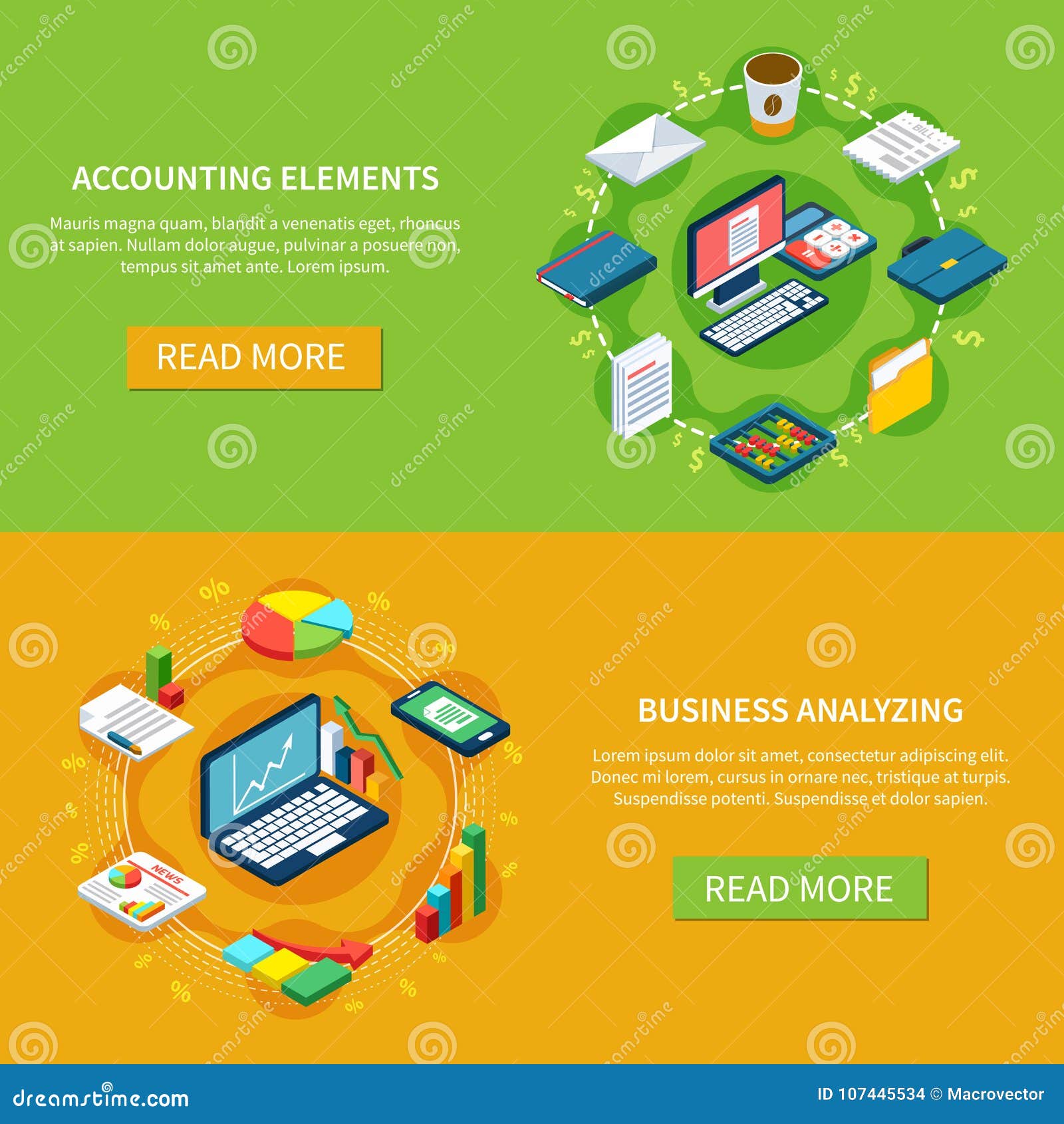 Accounting Horizontal Banners Collection Stock Vector - Illustration of ...