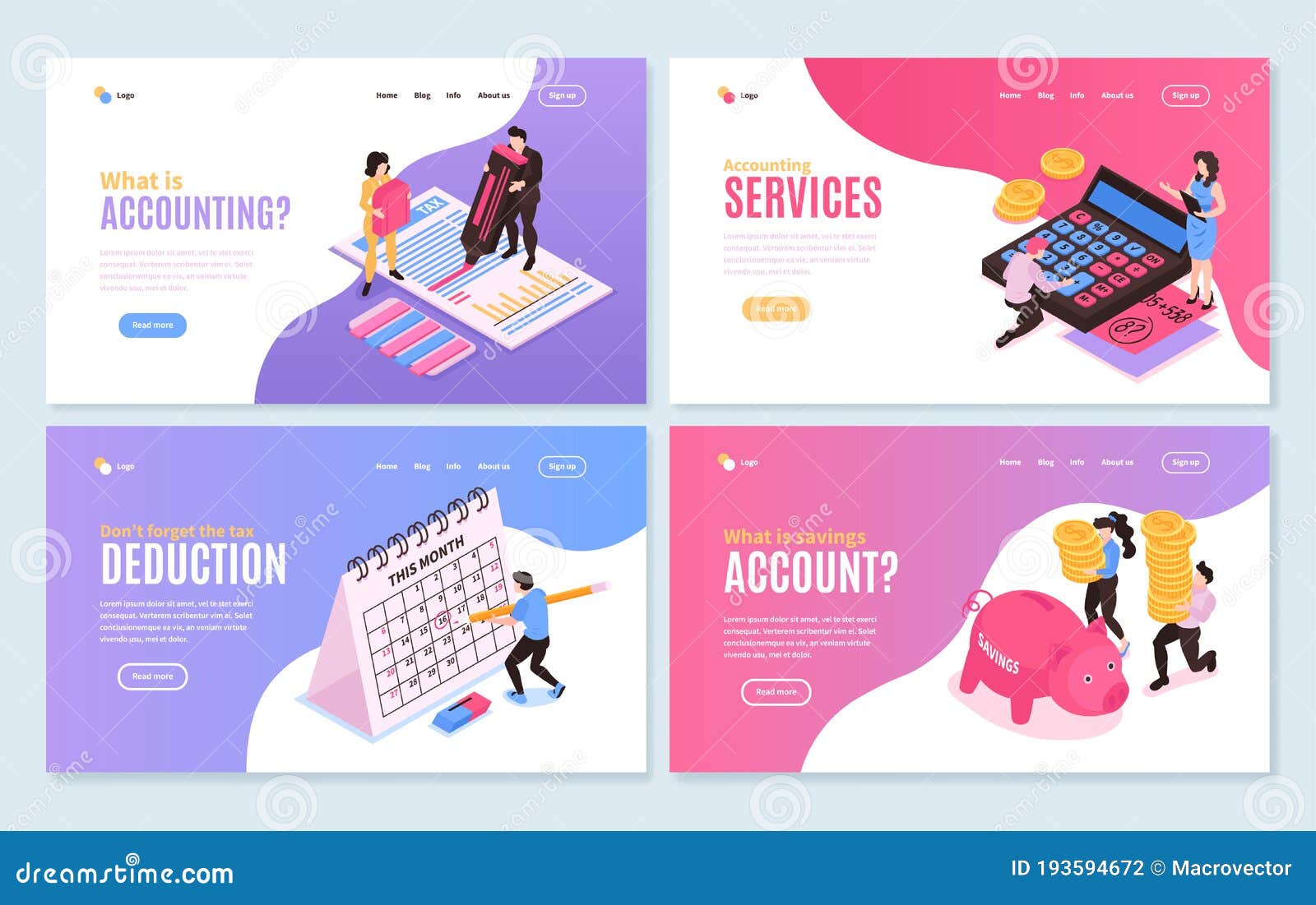 Accounting Horizontal Banners Set Stock Vector - Illustration of ...