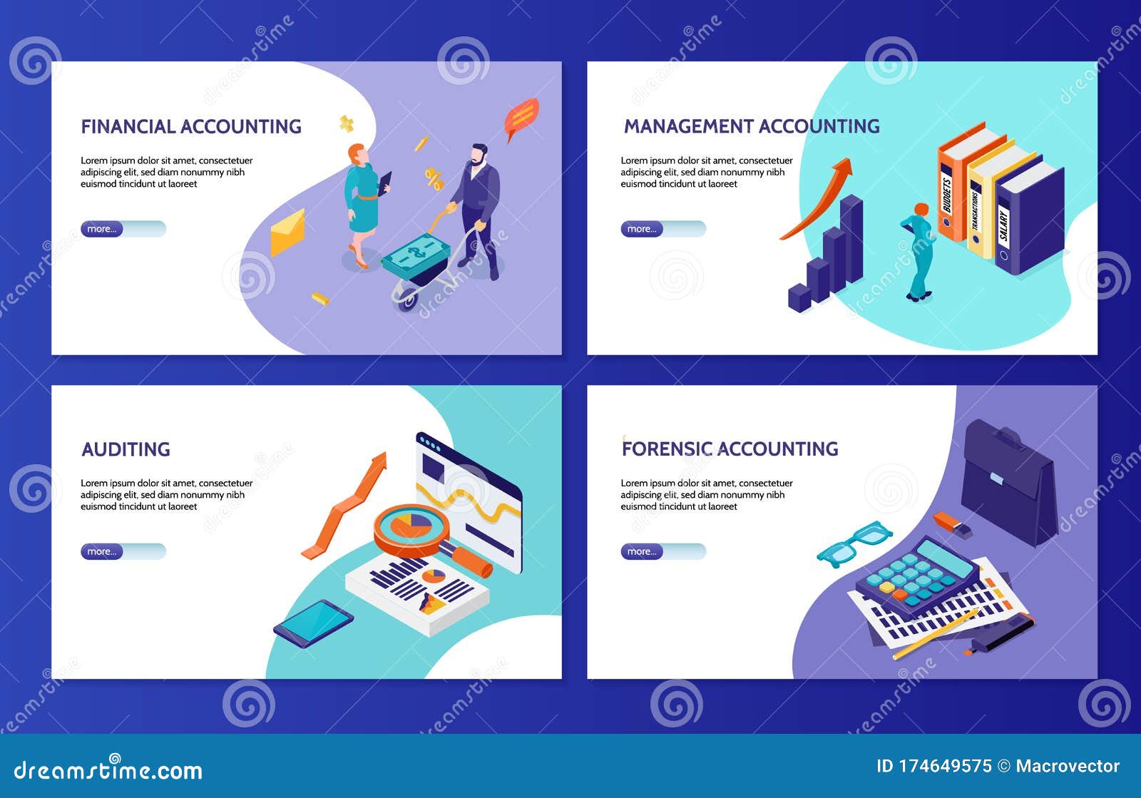Accounting Isometric Banners Stock Vector - Illustration of economy ...