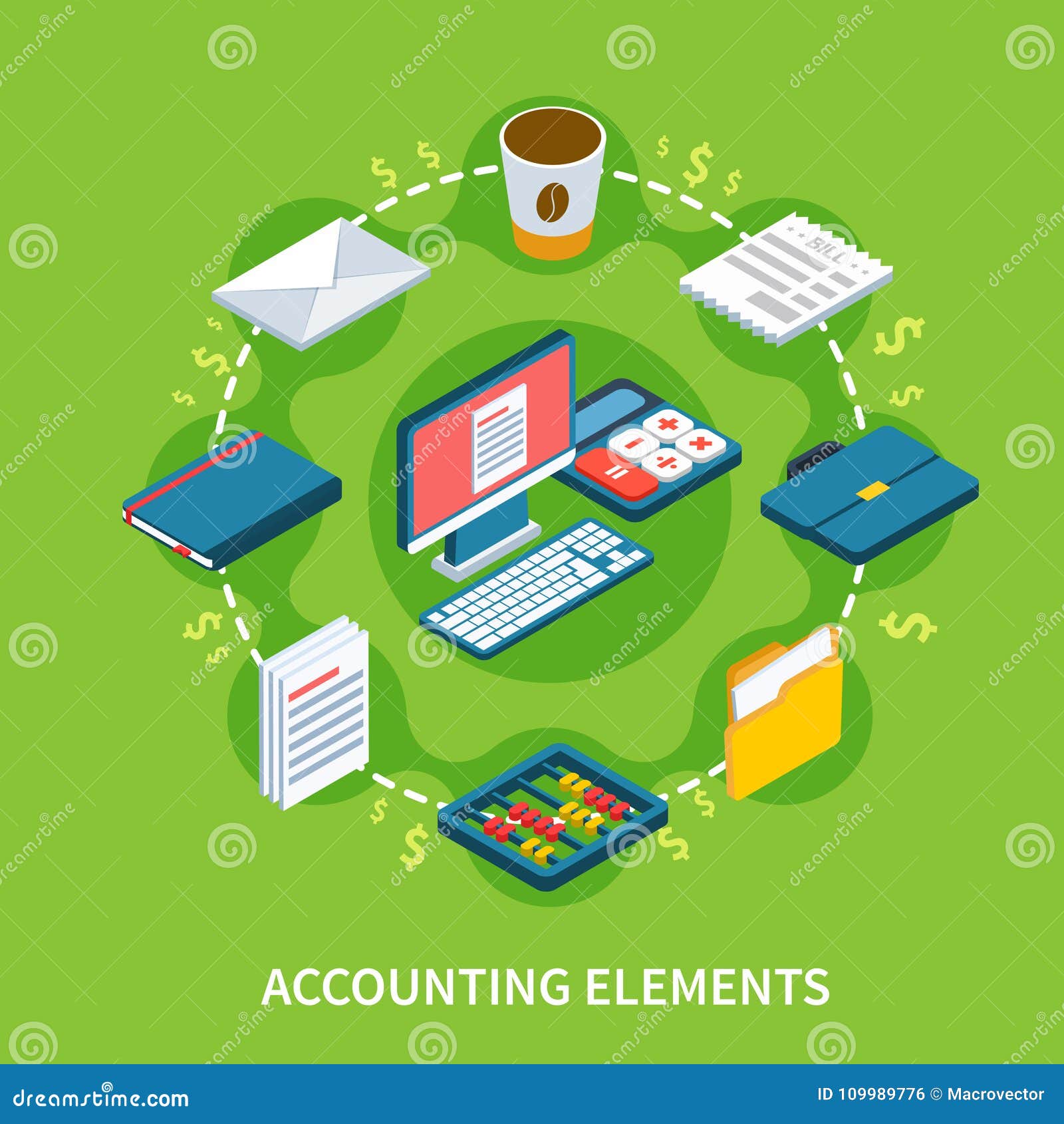 Accountancy Isometric Round Composition Stock Vector - Illustration of ...