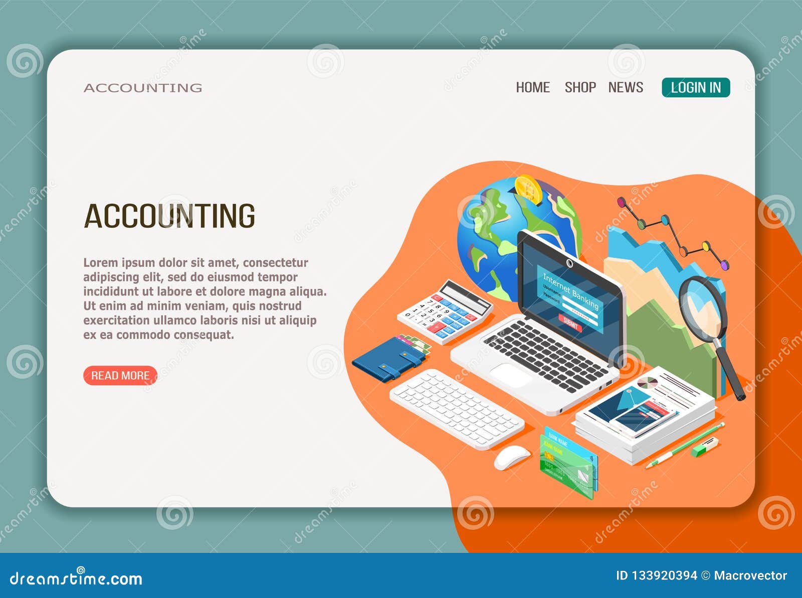 Accounting Isometric Web Page Stock Vector - Illustration of concept ...