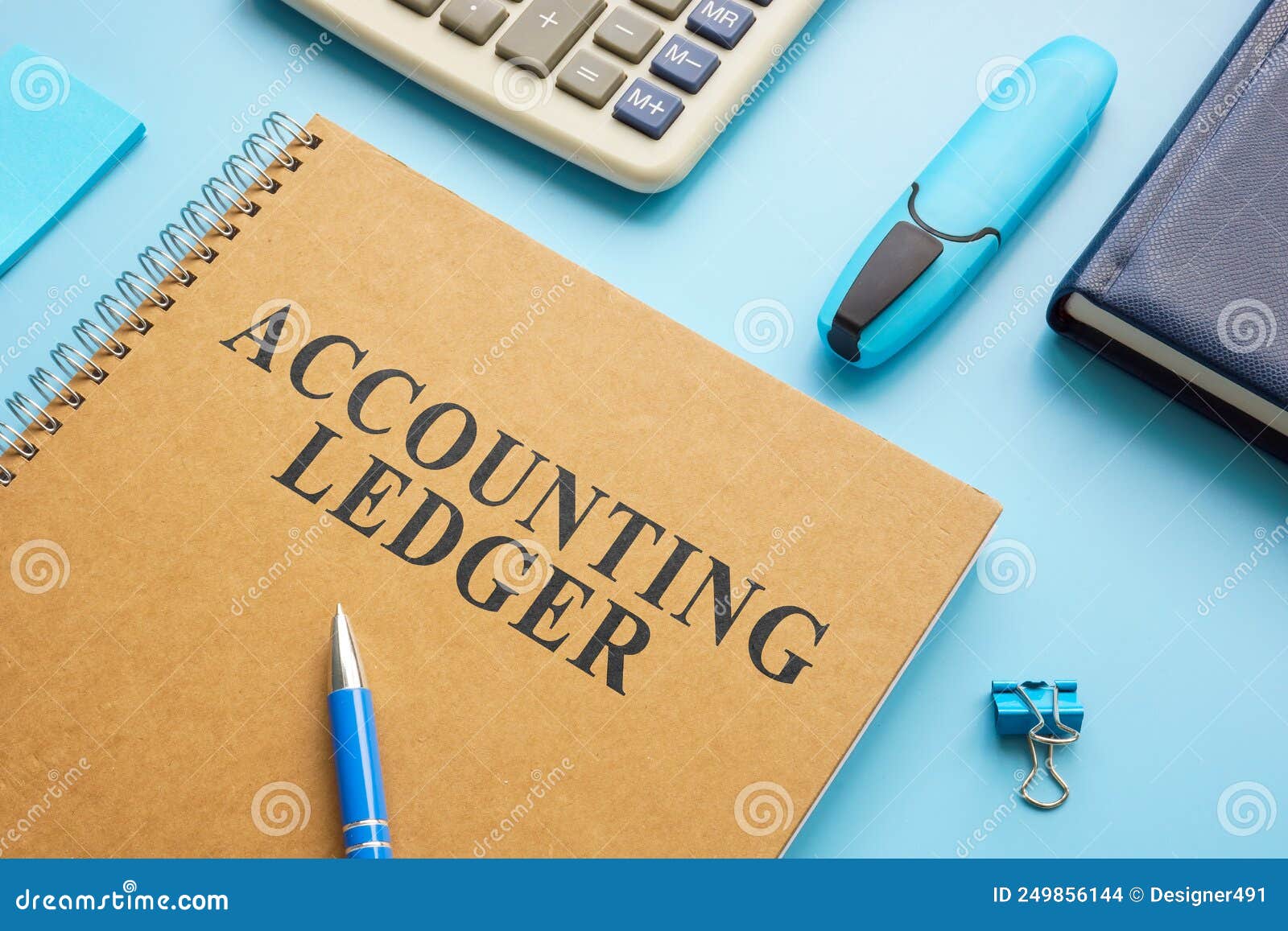 Accounting Ledger, Notepad and Calculator on the Desk. Stock Photo ...