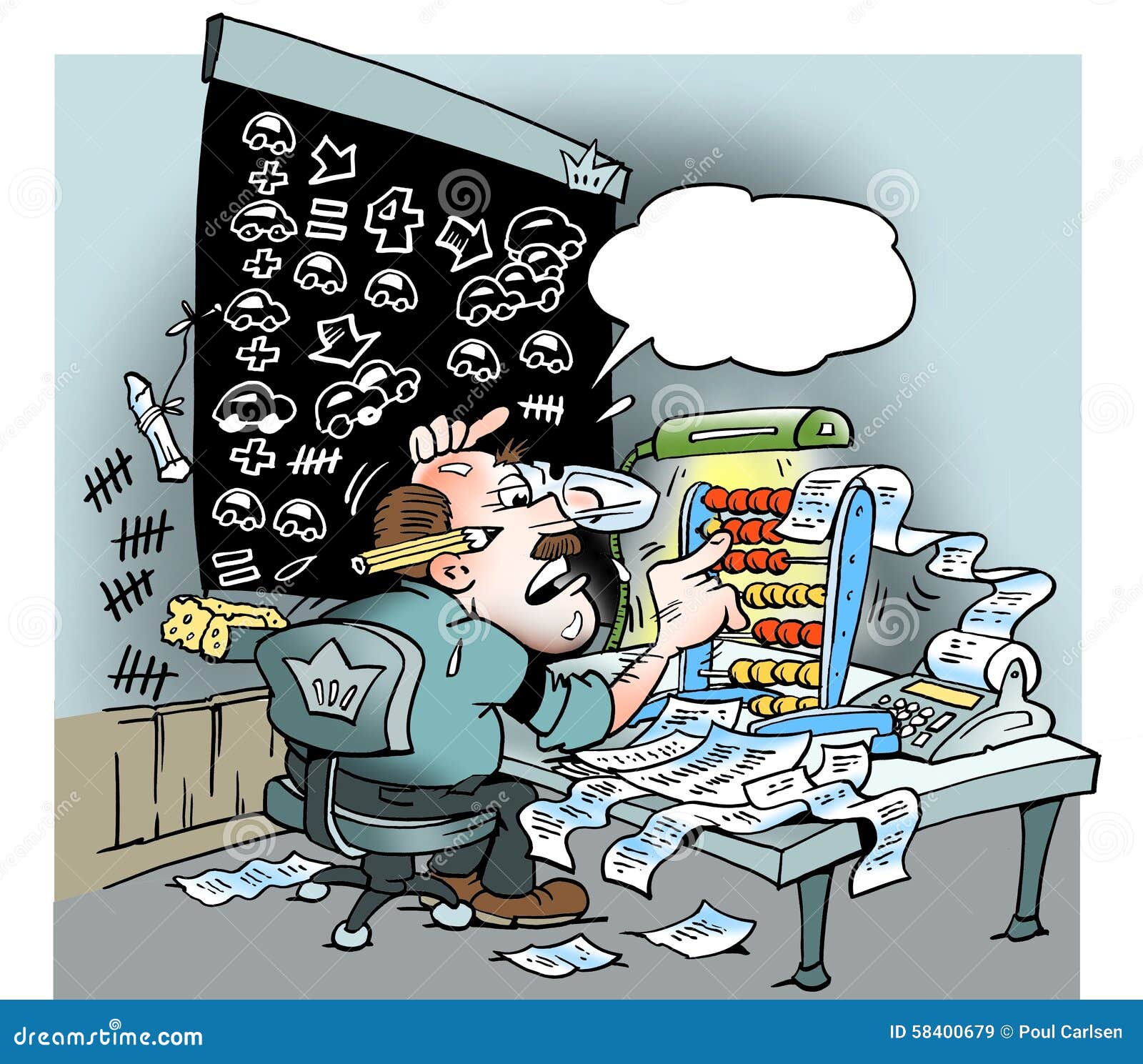 An Accounting Man with Lots of Calculations Stock Illustration ...