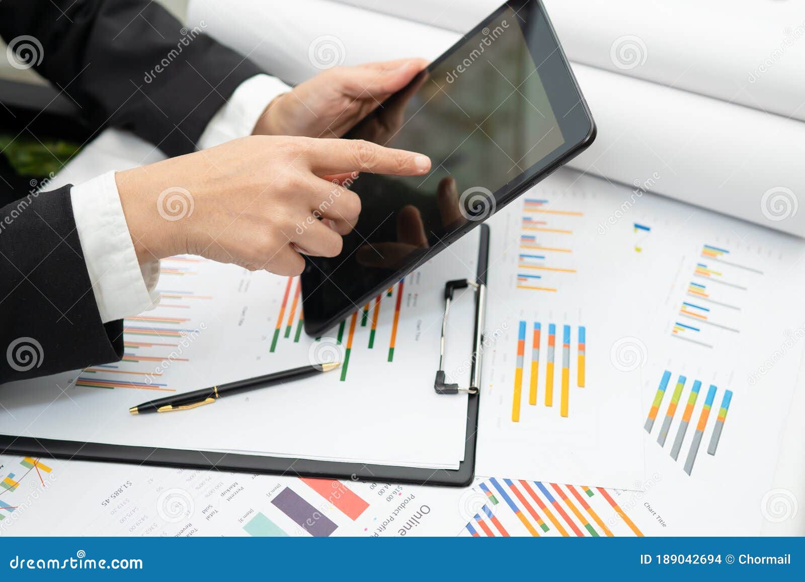 Accounting Press Tablet with Calculator Chart Graph for Working Project ...