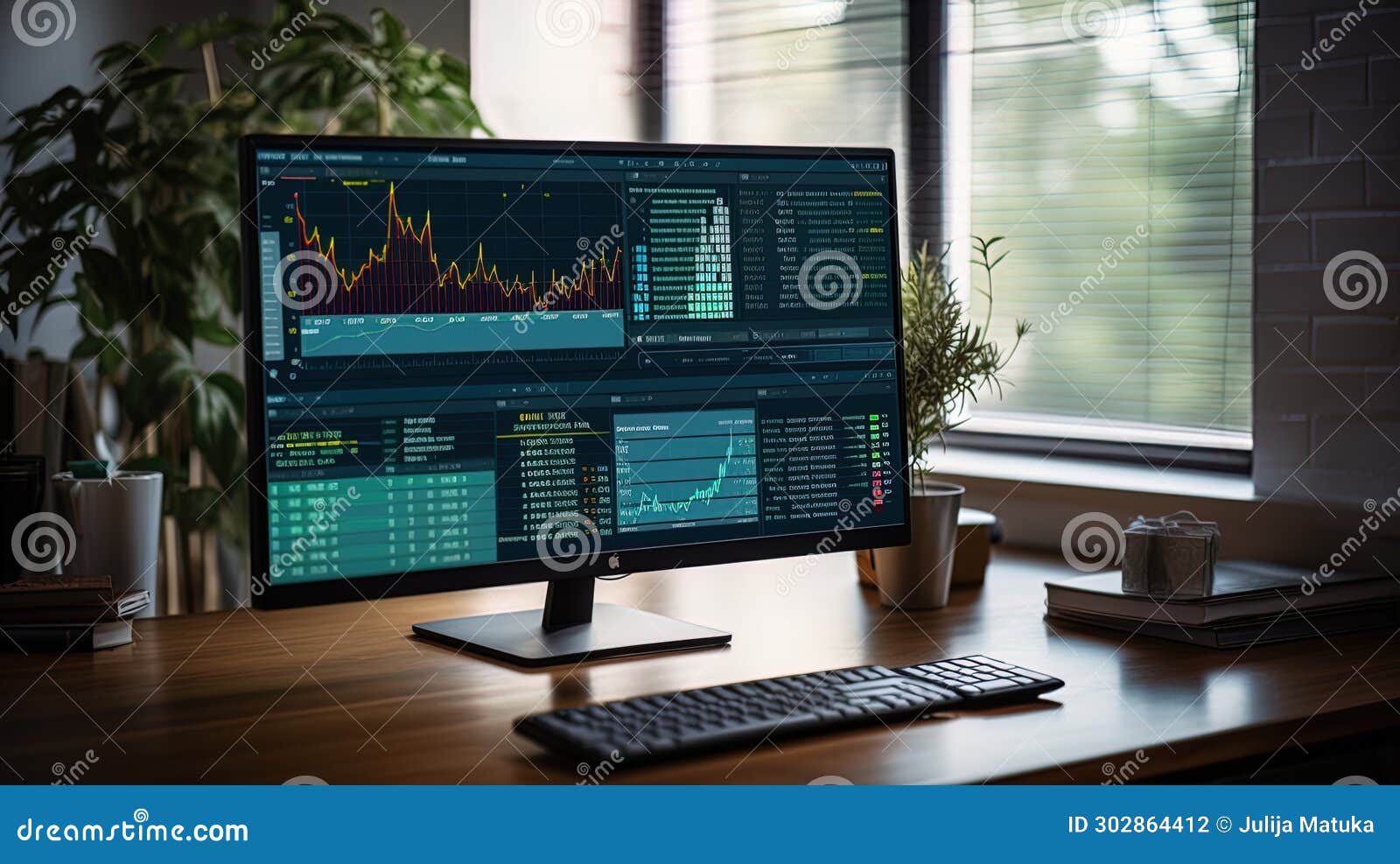 Accounting Report on a Computer Screen with Financial Schedules Stock ...