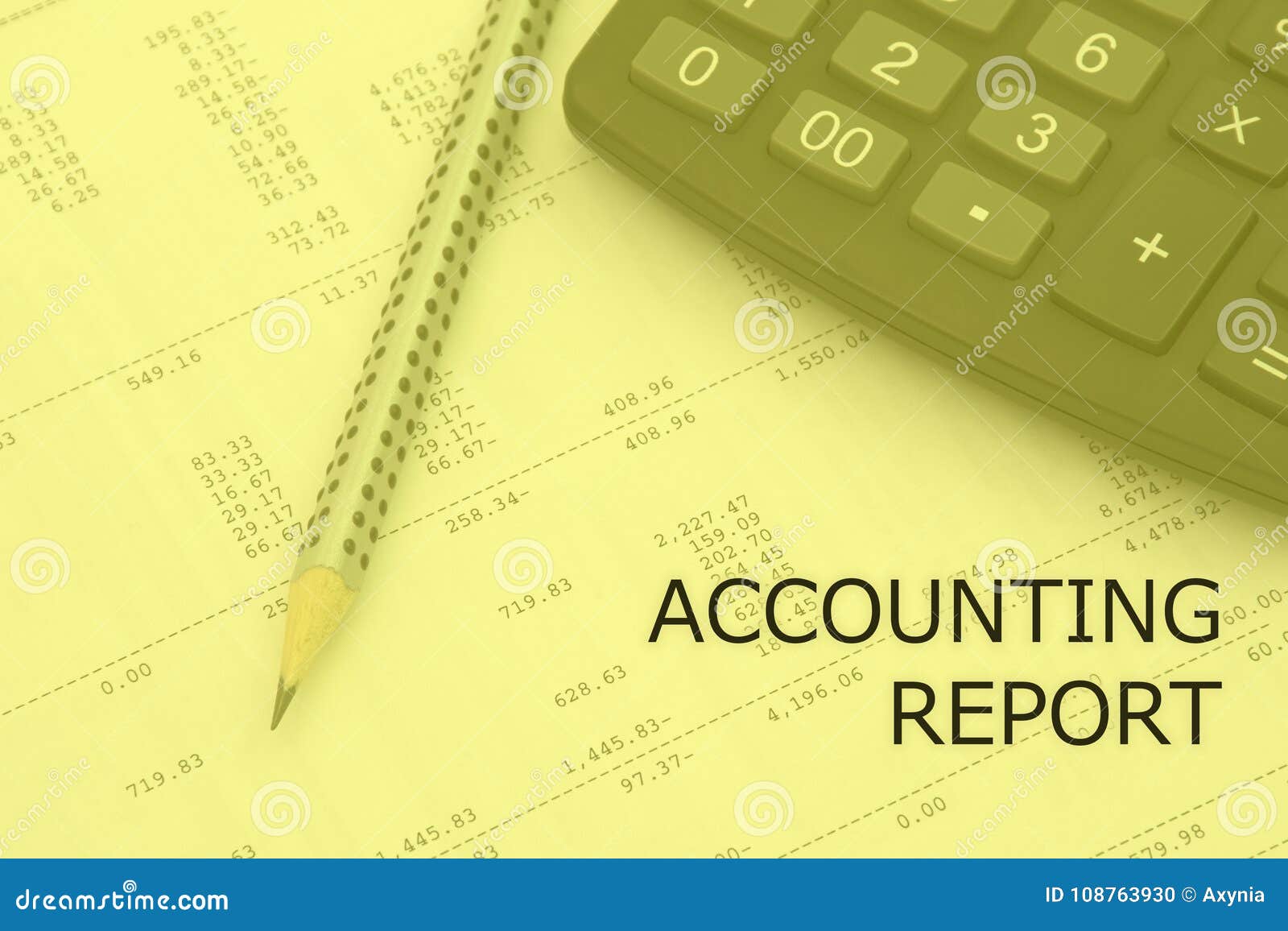 Accounting Report Words. Pencil and Calculator on a Numbers Background ...