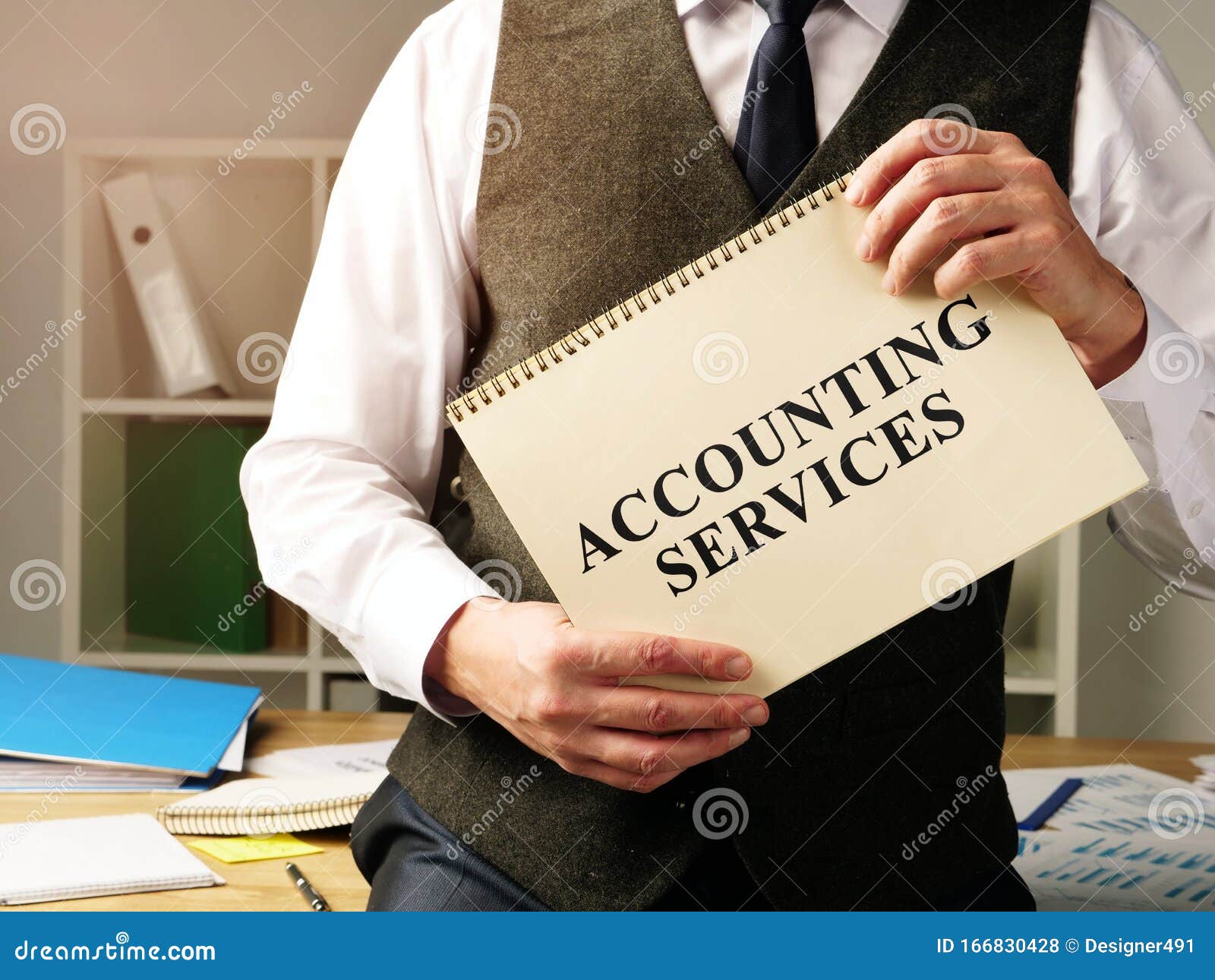 Accounting Services Sign in the Hands of Accountant Stock Photo - Image ...