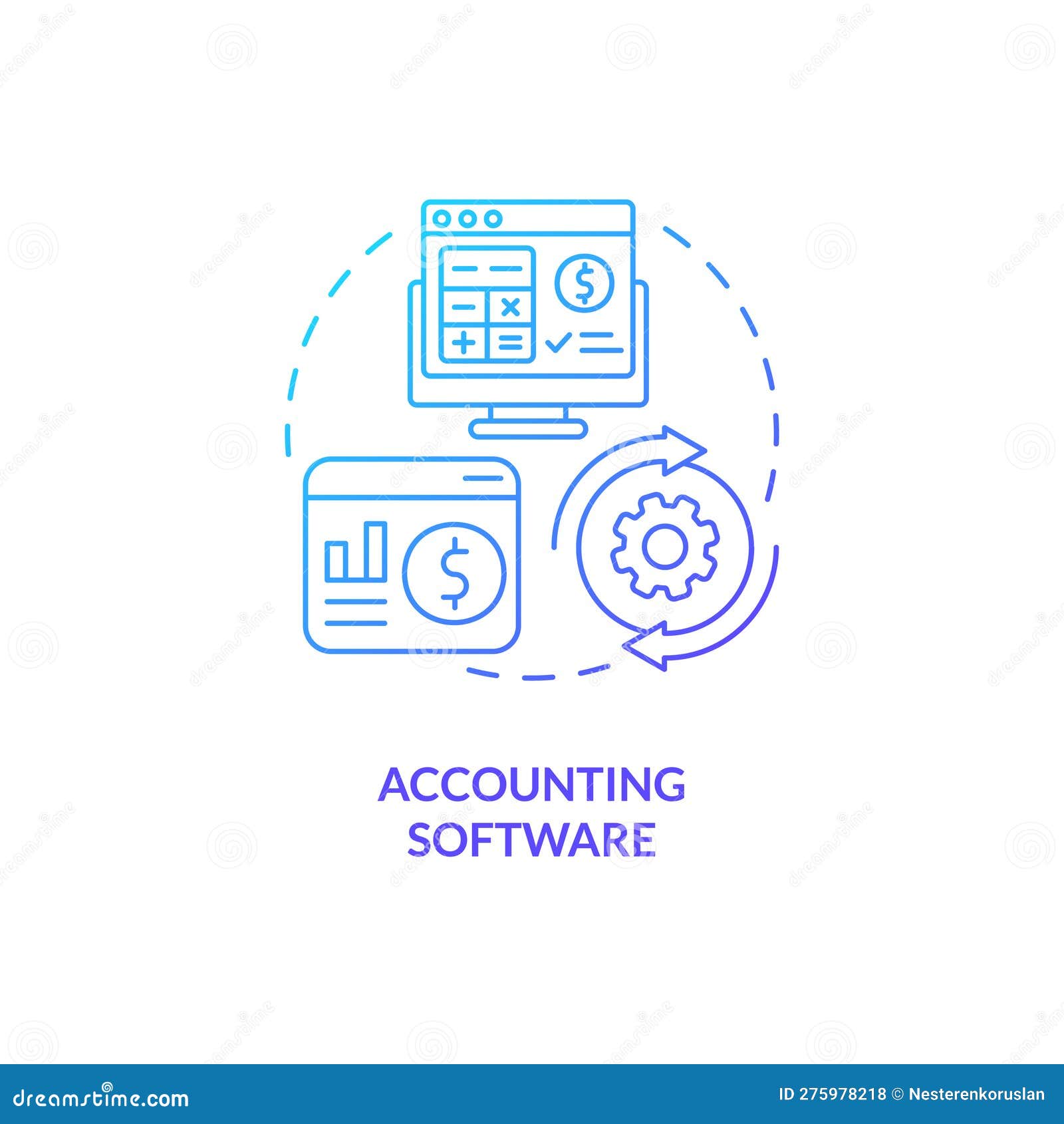 Accounting Software Blue Gradient Concept Icon Stock Vector ...