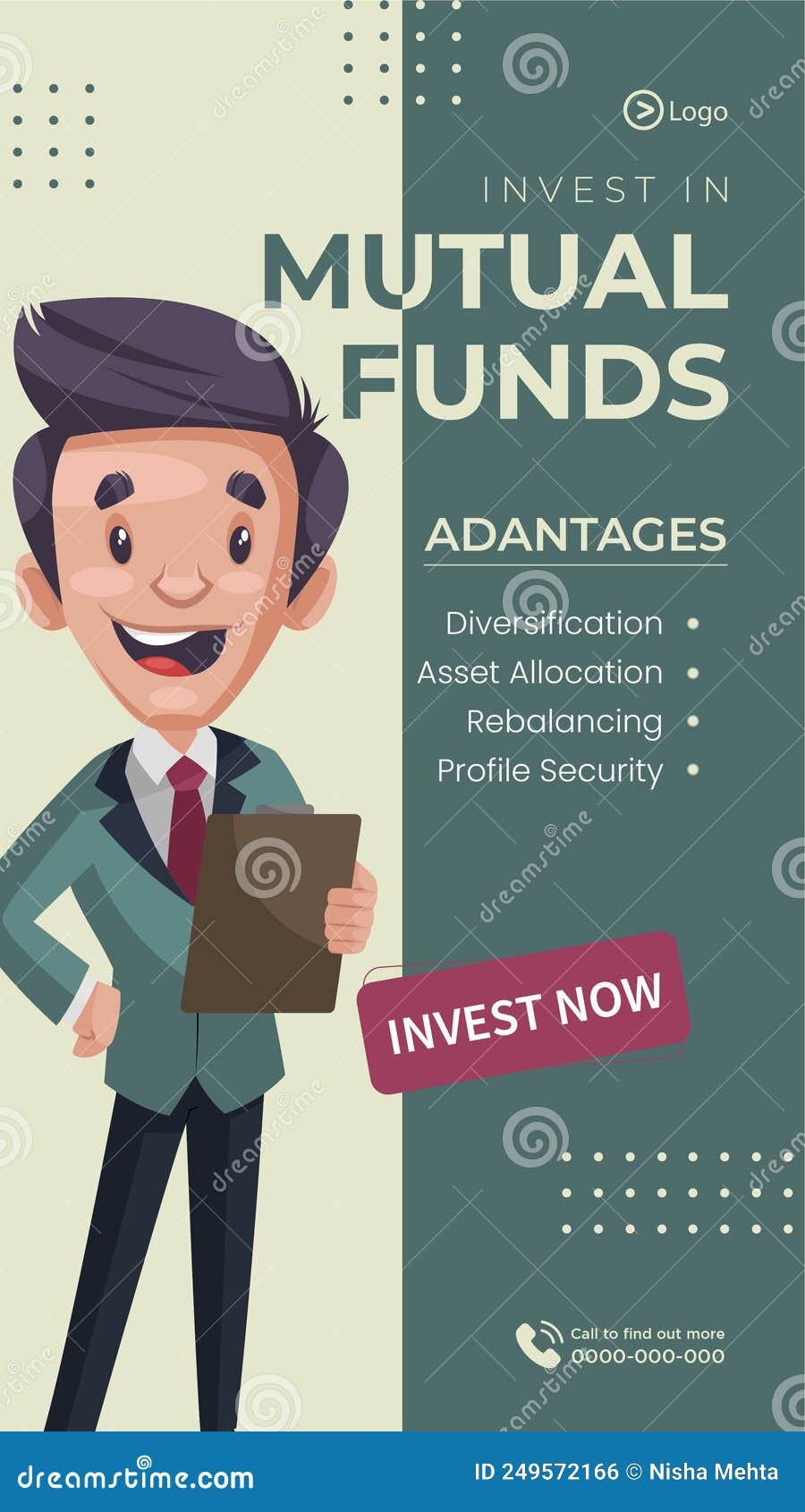 Invest in Mutual Funds Portrait Template Design Stock Vector ...