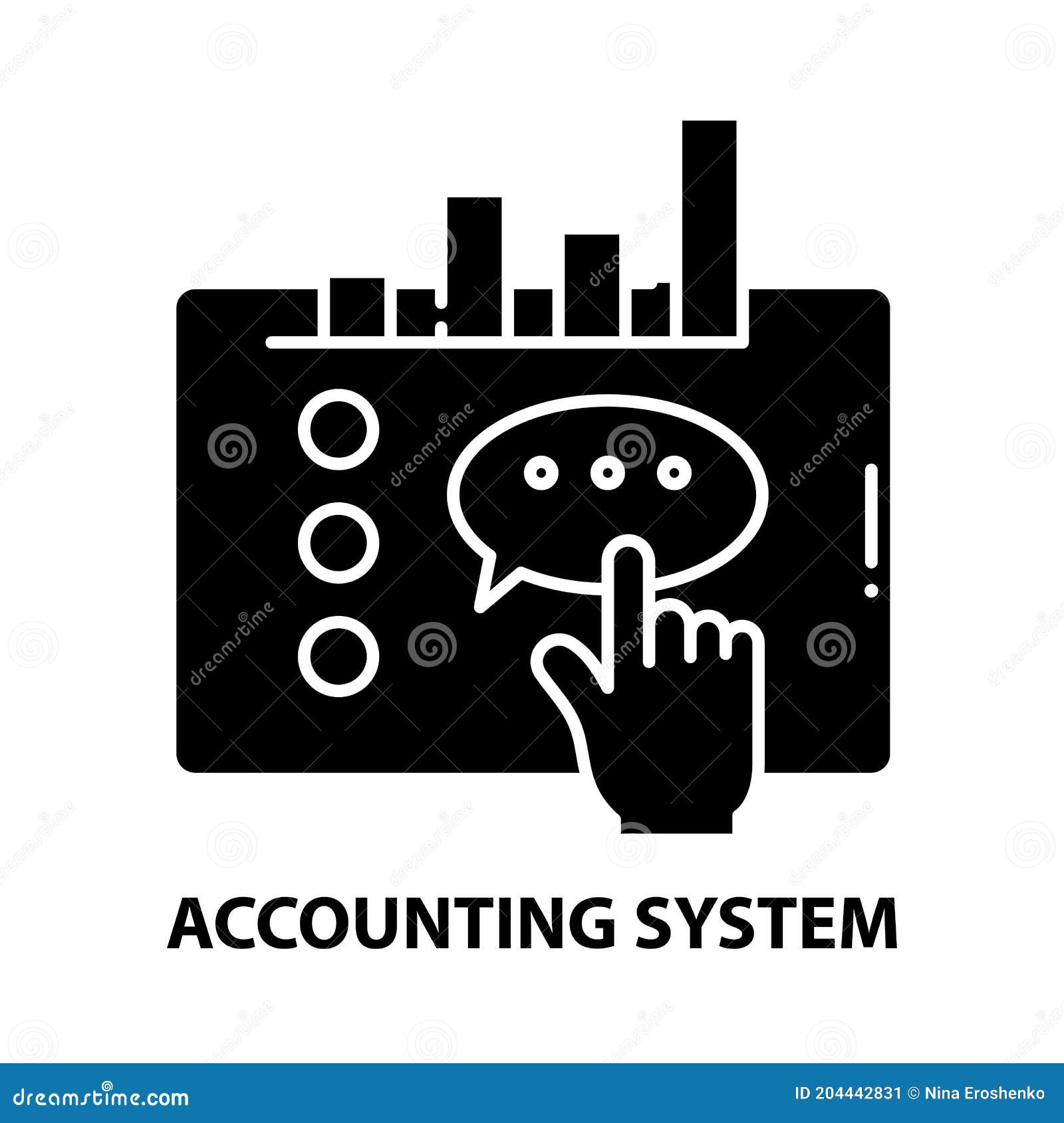 Accounting System Icon, Black Vector Sign with Editable Strokes ...