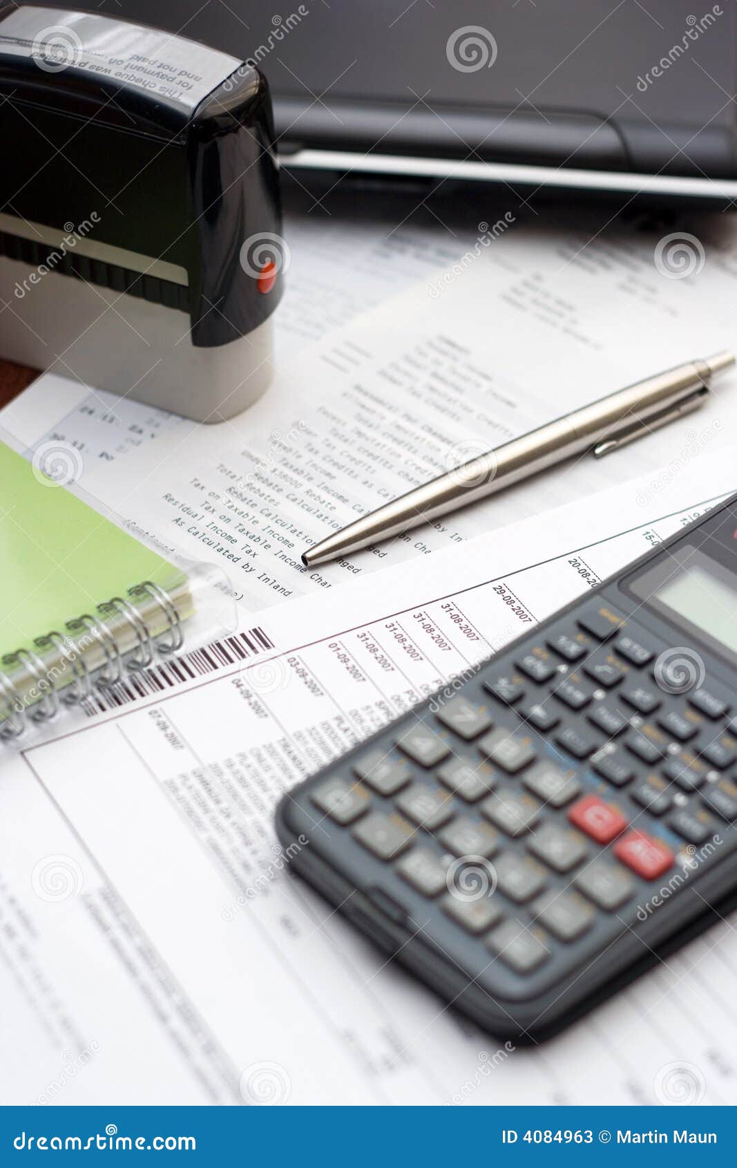 Accounting Table Setting stock image. Image of statement - 4084963