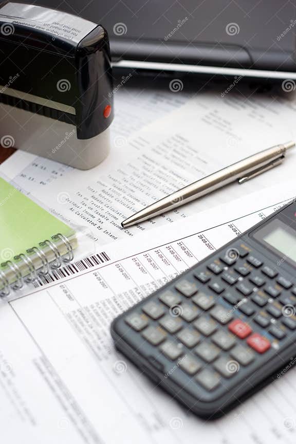 Accounting Table Setting stock image. Image of statement - 4084963