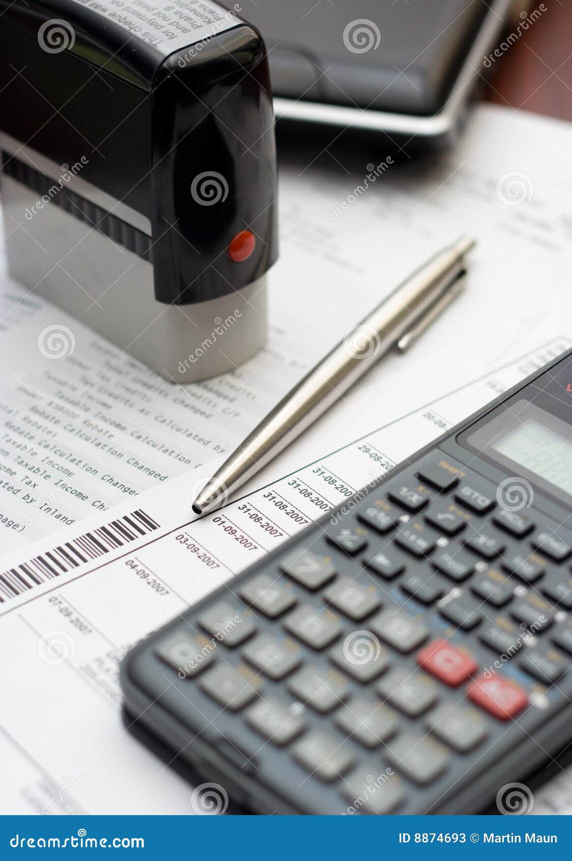 ACCOUNTING TABLE SETTING stock image. Image of business - 8874693