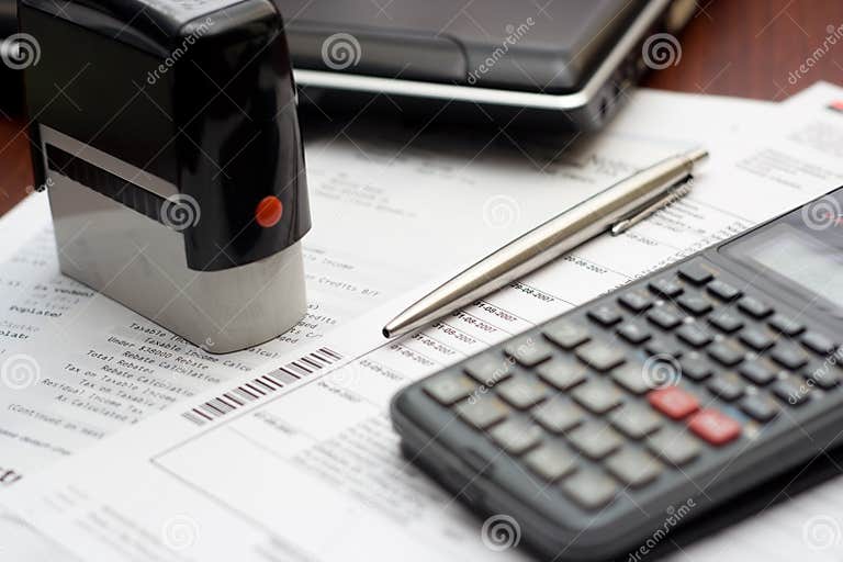 ACCOUNTING TABLE SETTING stock image. Image of office - 8874701