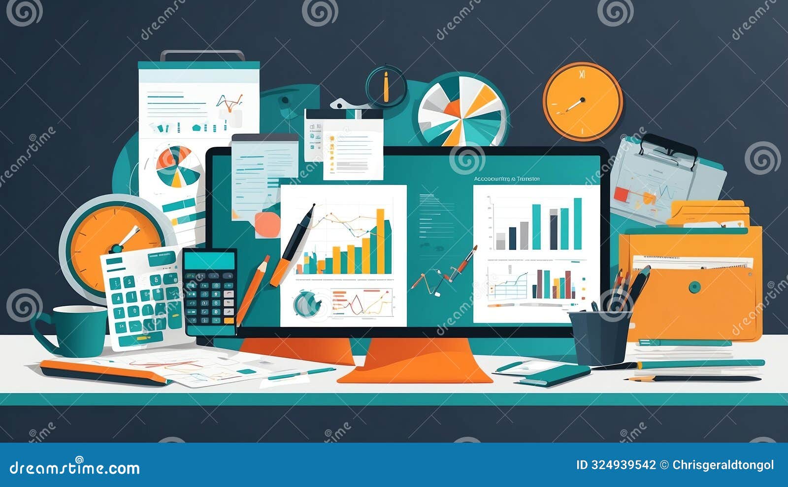 Accounting Themed Wallpaper for Presentations and Offi Ai Generated ...