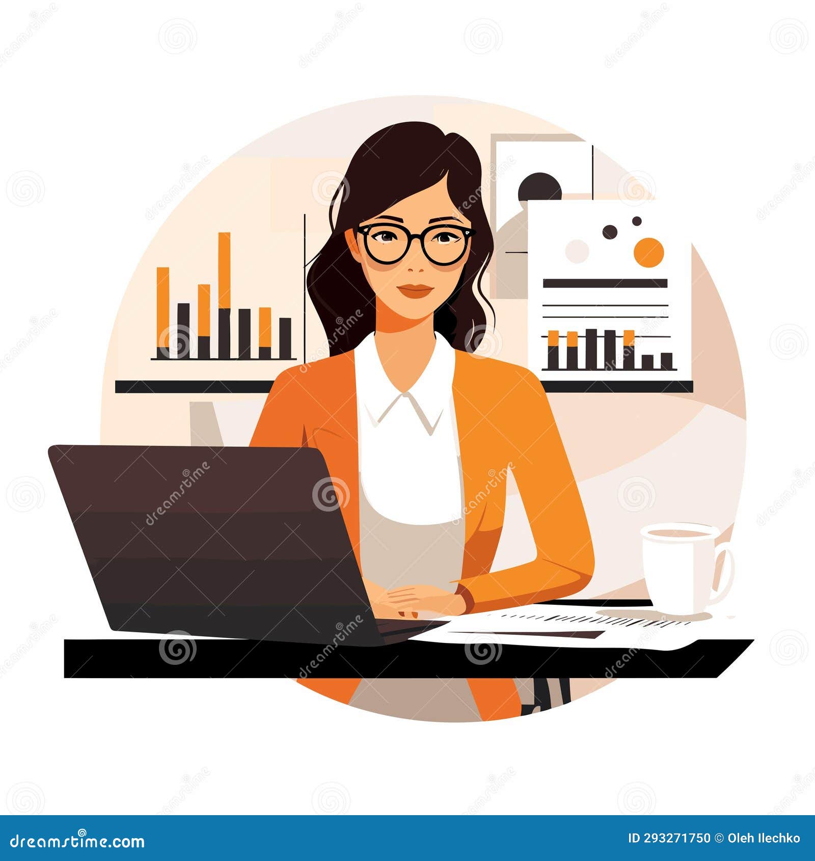 Accounting Woman Vector Flat Minimalistic Isolated Illustration Stock ...