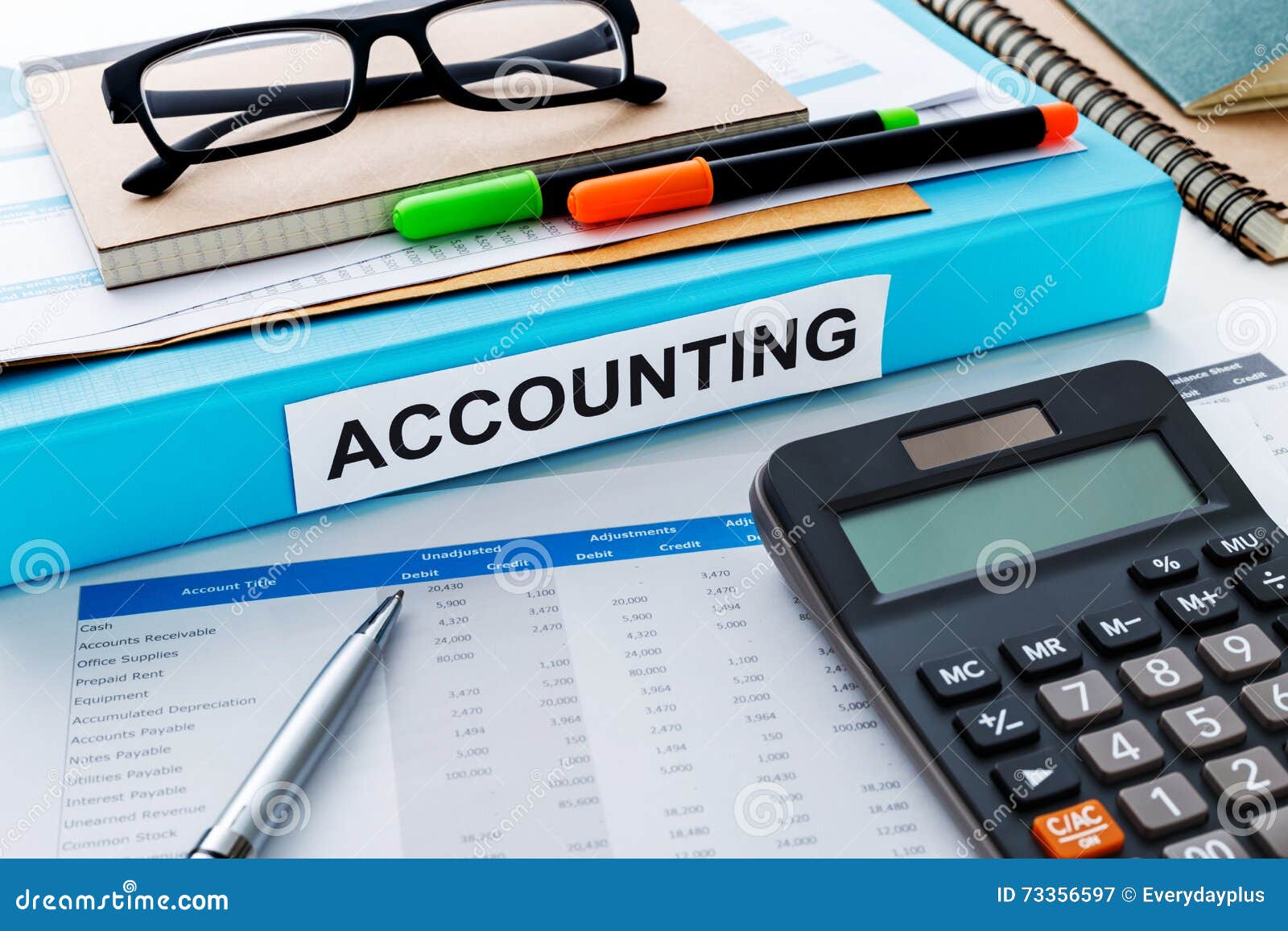 Accounting work desk stock image. Image of office, economics - 73356597