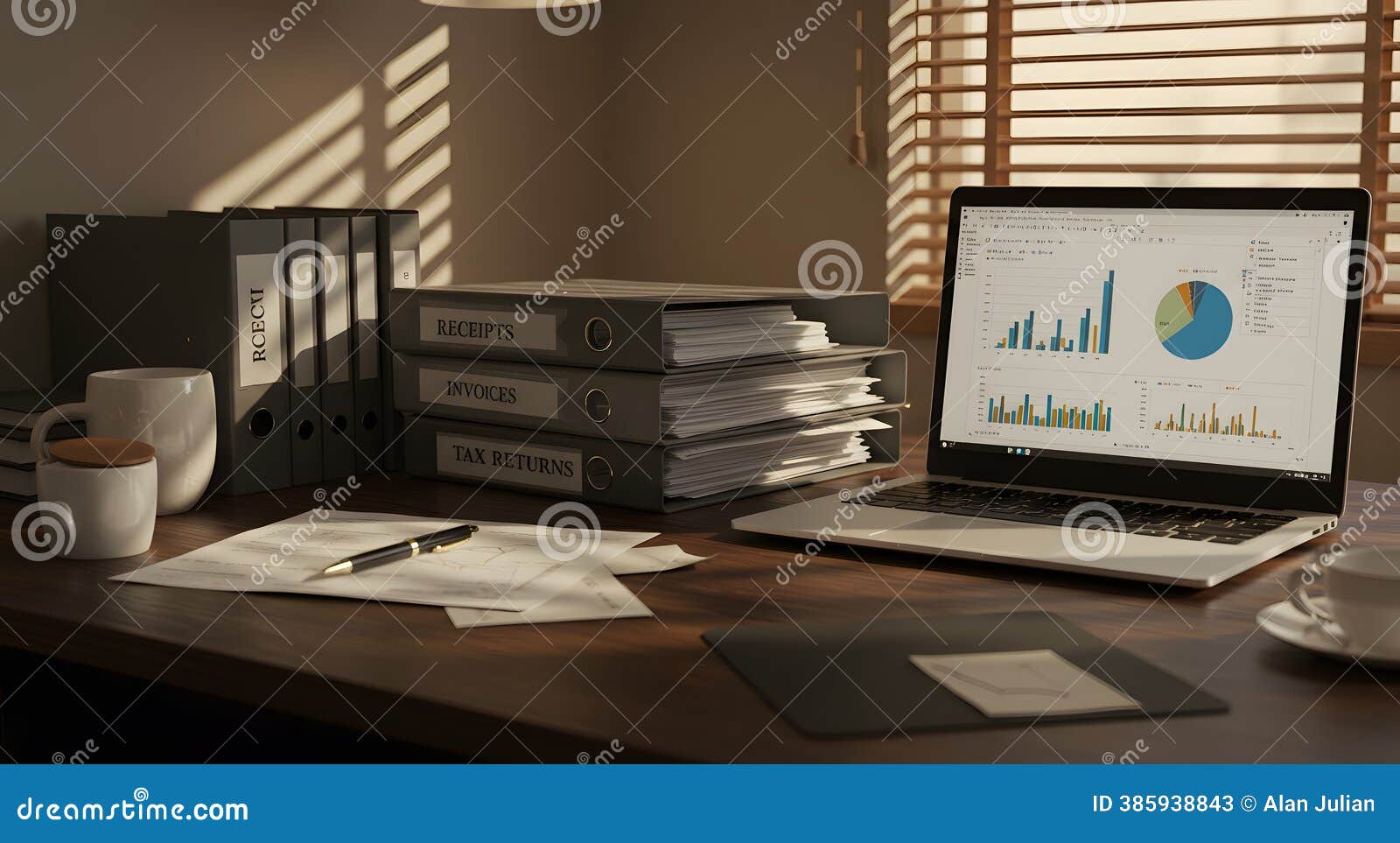 Organized Accounting Office. Efficient Workspace With Desks, Computers ...