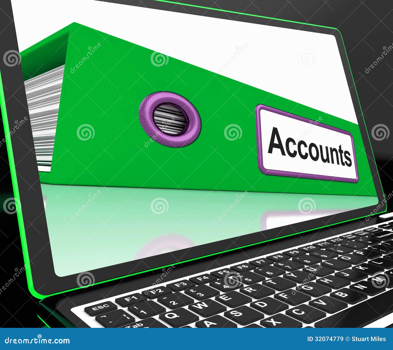 Accounts File on Laptop Shows Accounting Stock Illustration ... Accounts File on Laptop Shows Accounting Stock Illustration ...