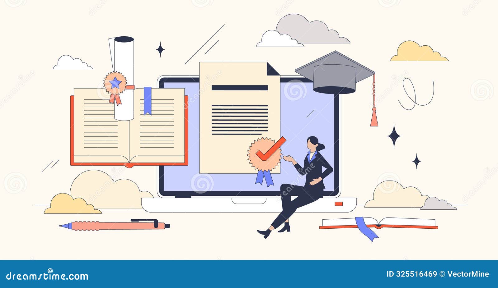 Accredited Online Courses with Study Program Tiny Person Neubrutalism ...