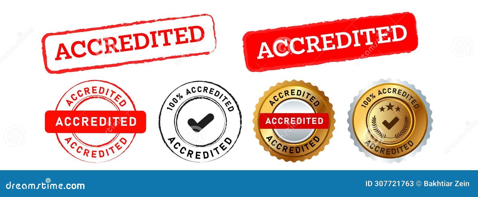 Accredited Rectangle and Circle Stamp Emblem Seal Sign Verified ...