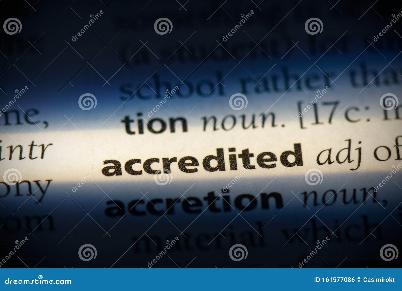 Accredited stock photo. Image of focus, english, info - 161577086