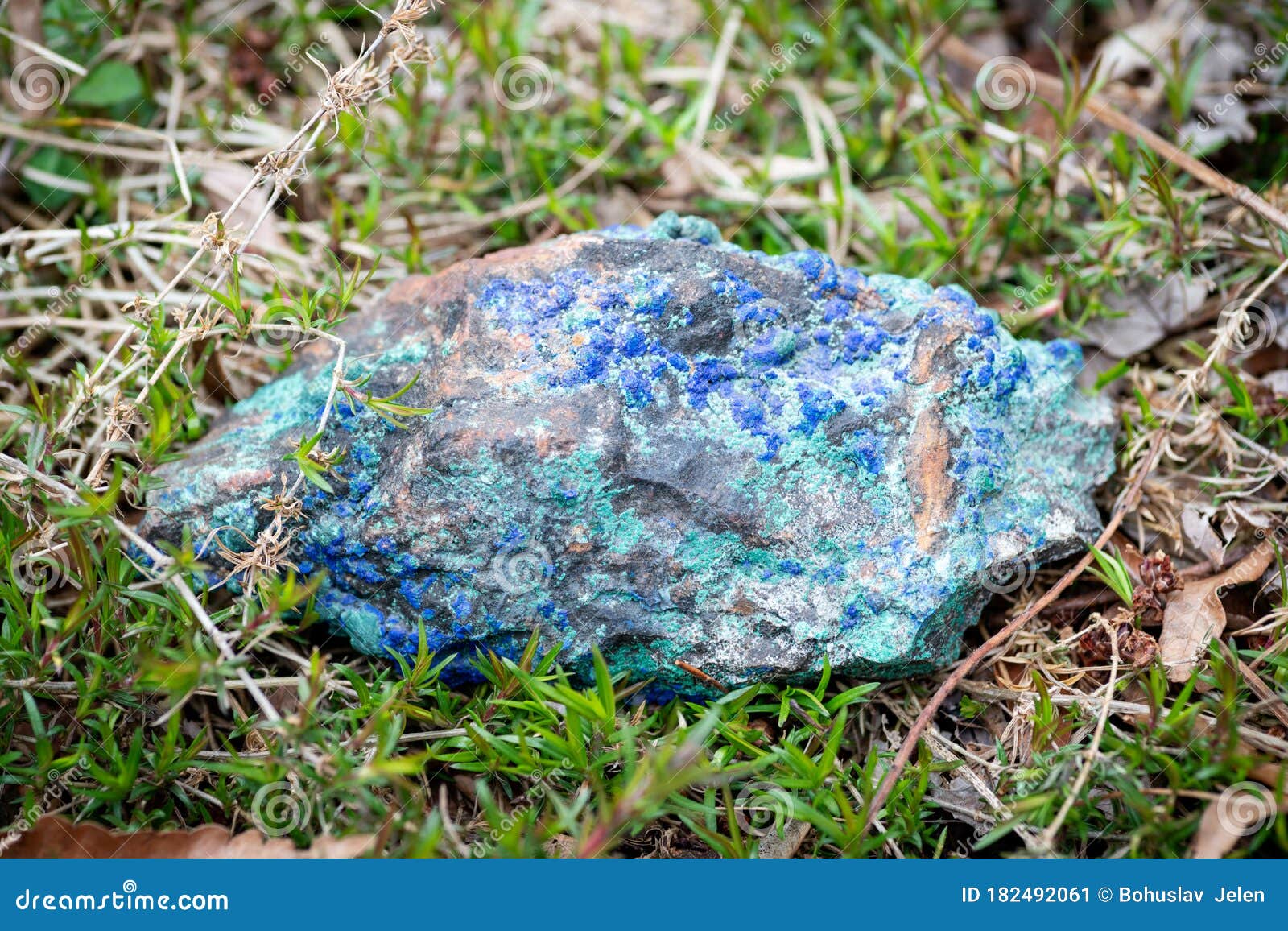 The Accretion of Malachite and Azurite. Natural Raw Specimen of Copper ...