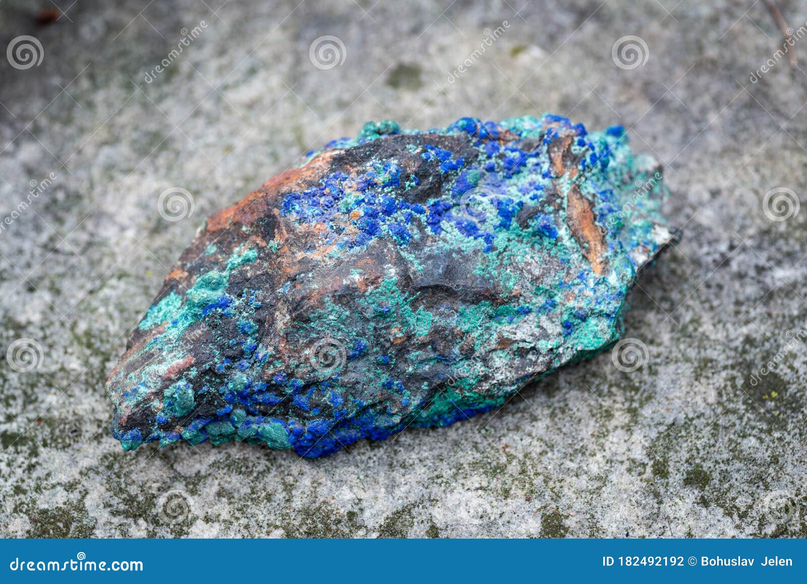 The Accretion of Malachite and Azurite. Natural Raw Specimen of Copper ...