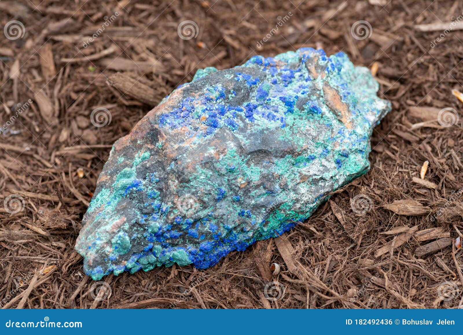 The Accretion of Malachite and Azurite. Natural Raw Specimen of Copper ...