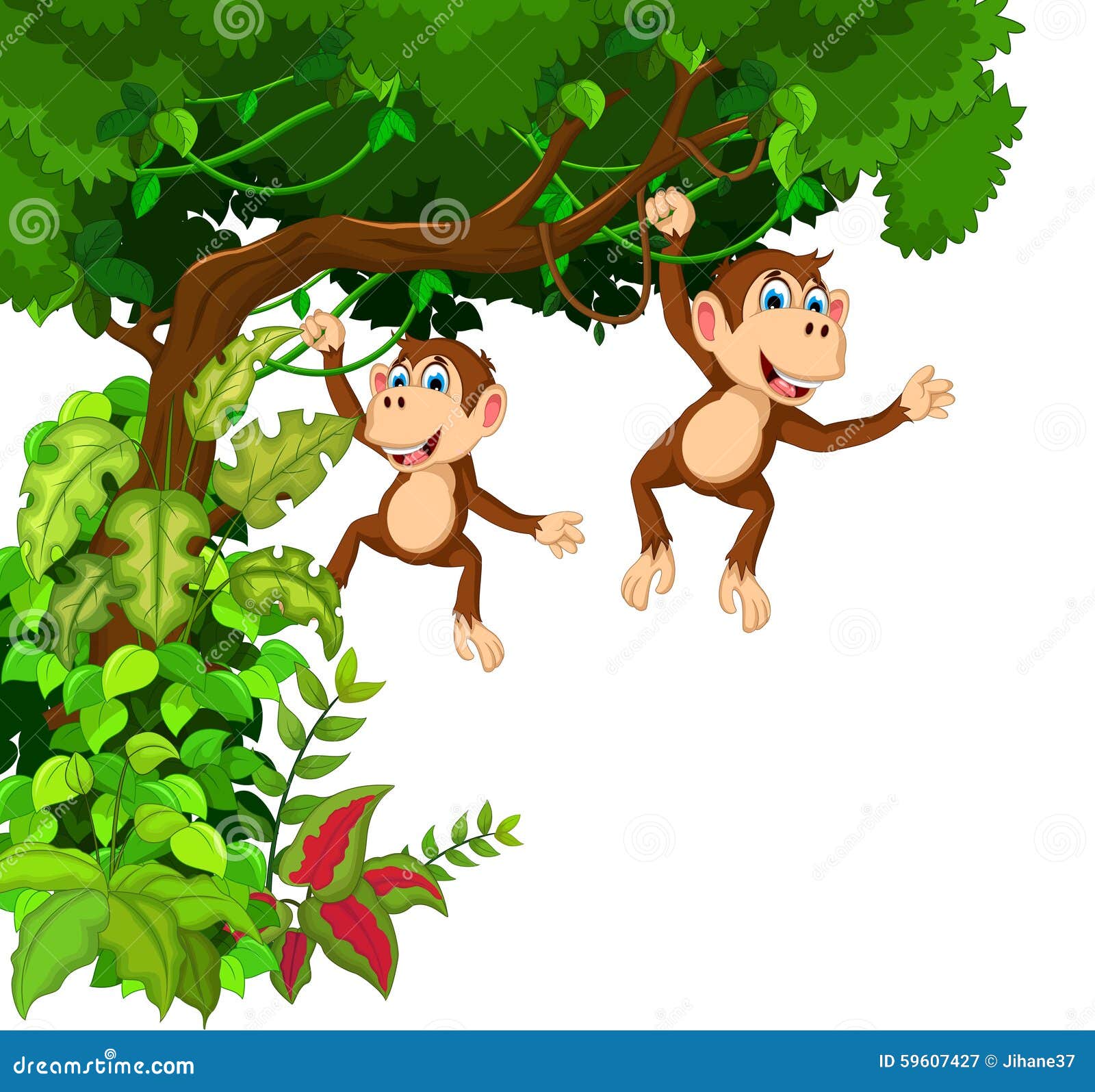 Accrocher Heureux De Bande Dessinée De Singe Illustration Stock ...