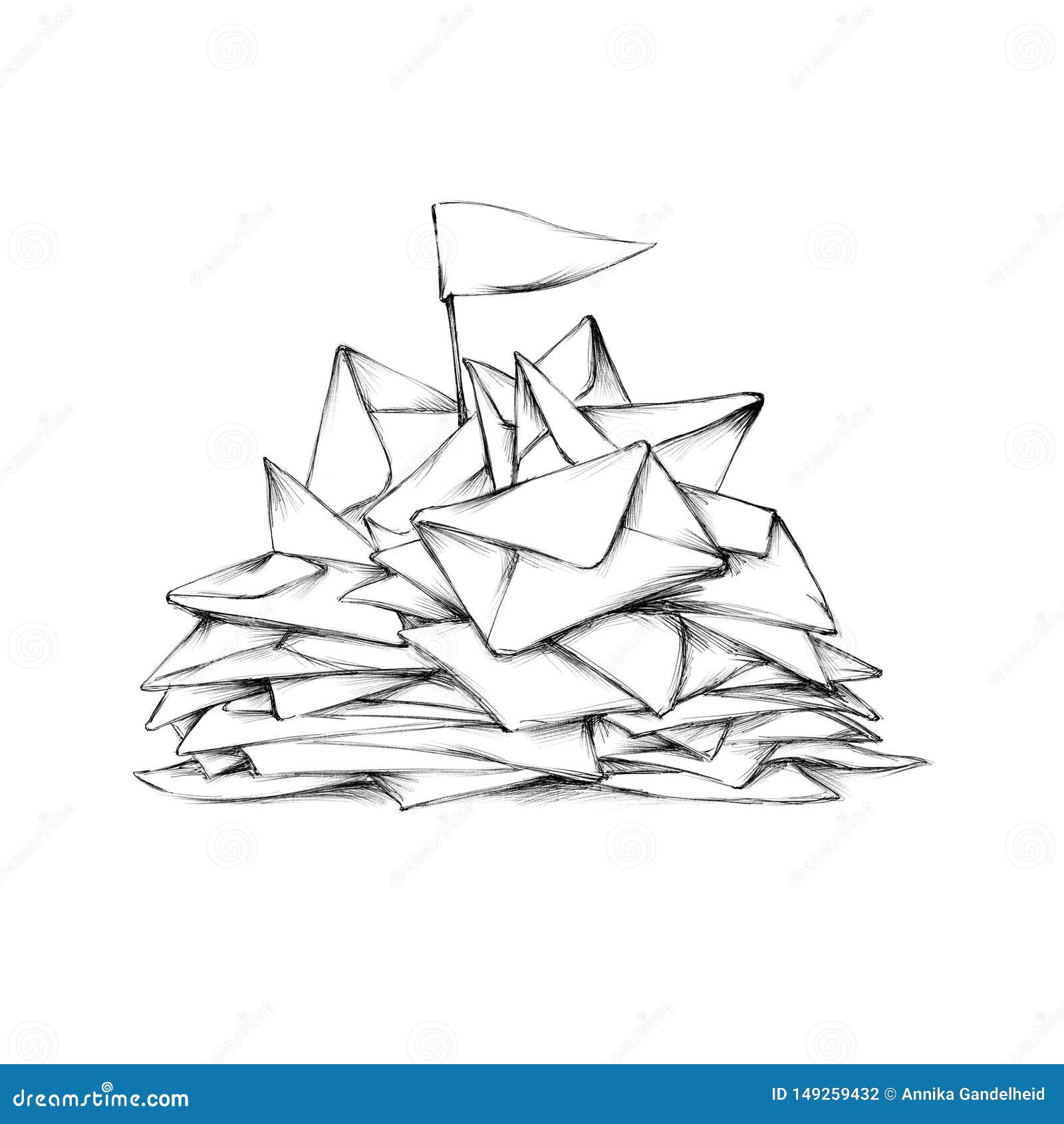 Accumulated Envelopes in the Inbox Stock Illustration - Illustration of ...