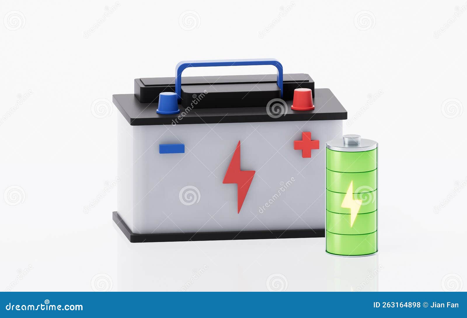 Accumulator Car Battery Energy Power and Electricity, 3d Rendering ...