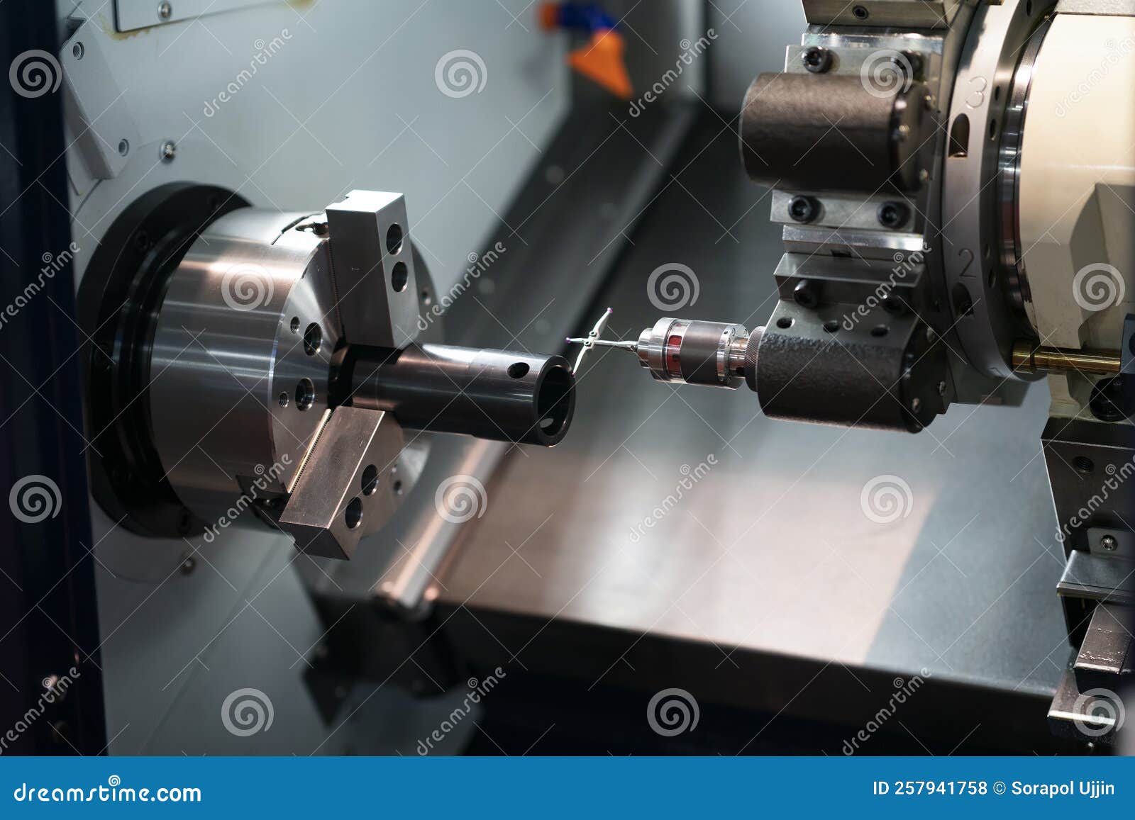 Accuracy Machining by CNC Lathe Stock Photo - Image of industrial ...