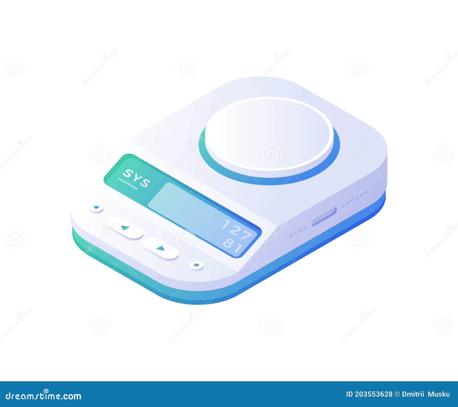 Accurate Electronic Scales Isometric Vector. Measured White Device with ...