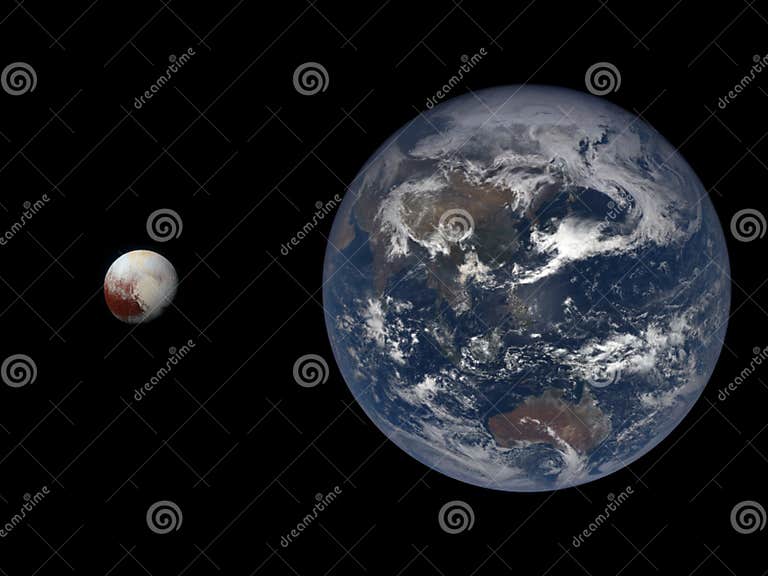 Accurate Size Comparison of Earth and Pluto. Planets of Solar System ...