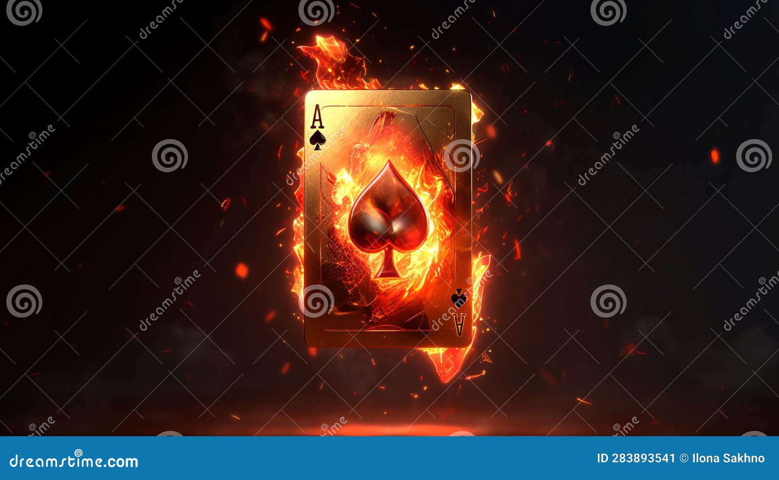 Ace Card with Fire Effect, Poker Casino Illustration Stock Image ...