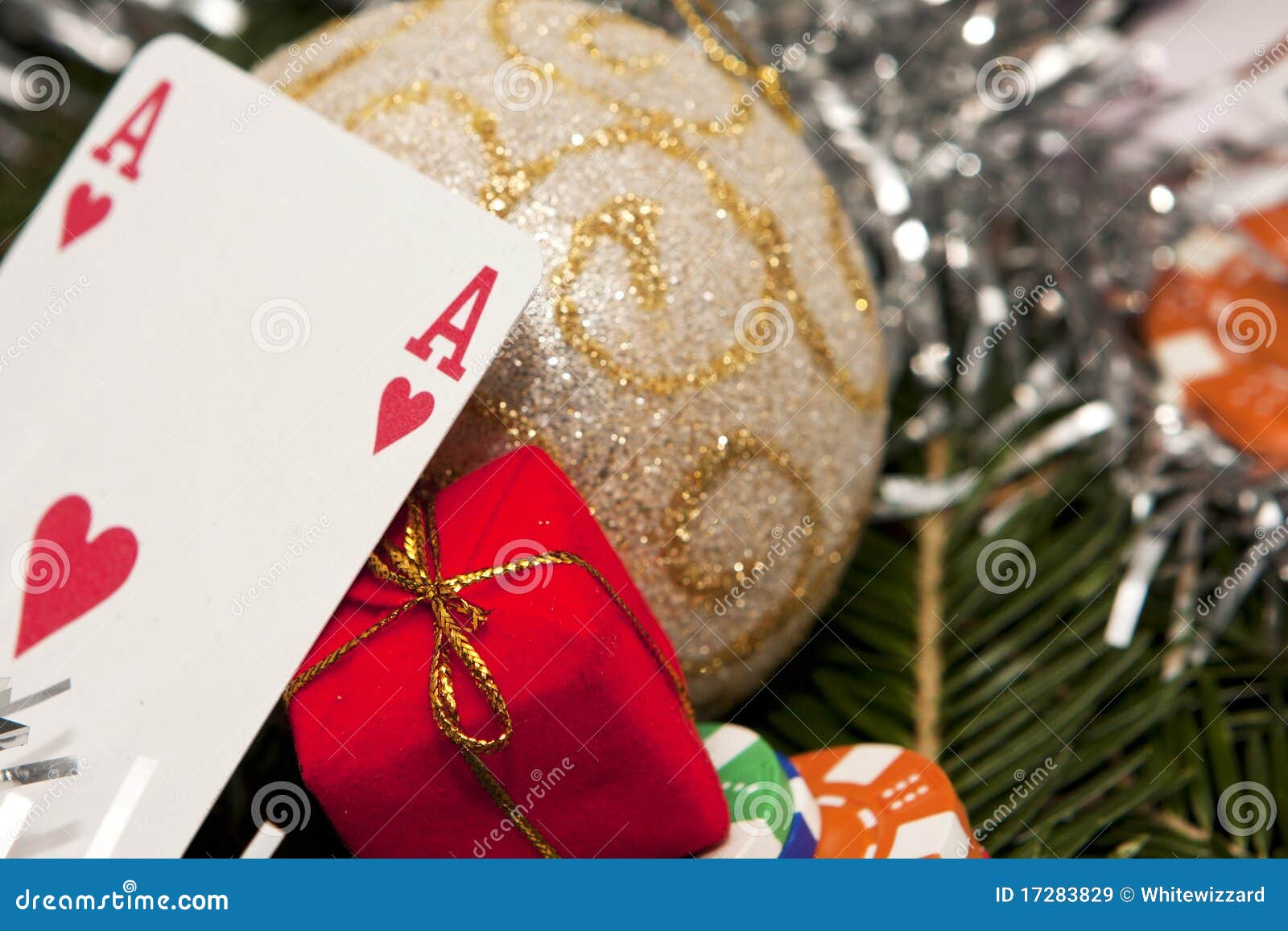 Ace with a christmas ball stock image. Image of gift - 17283829