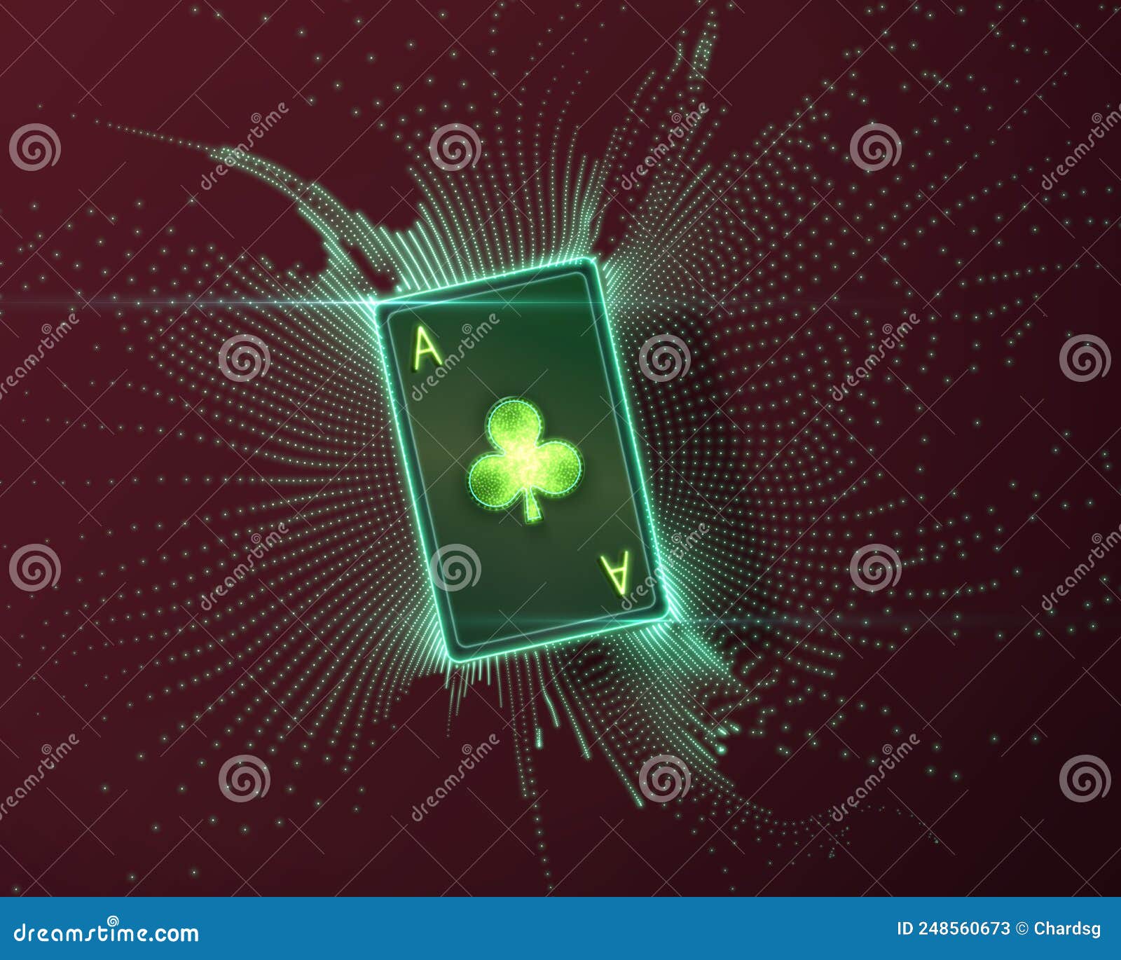 Ace of Diamonds Flying, Glowing Neon Card with Lights. Vector Design ...