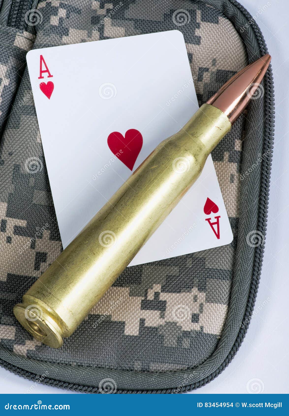 Ace of hearts and bullets. stock photo. Image of brass - 83454954