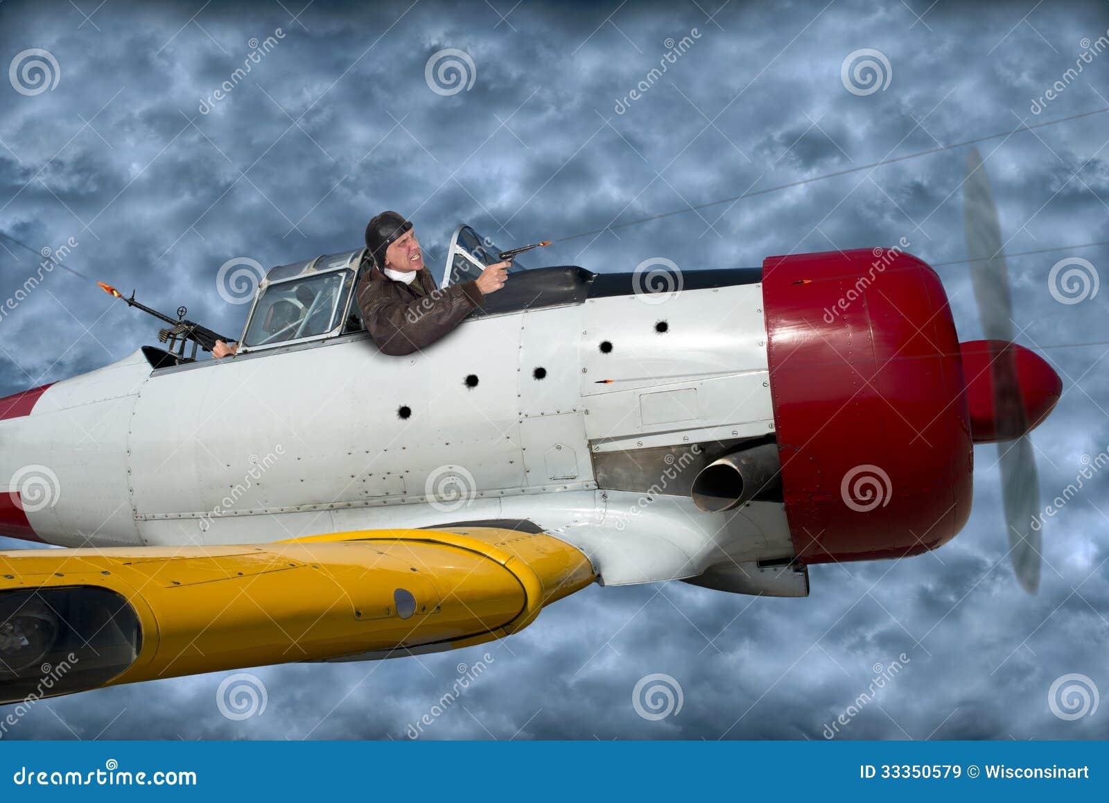 Ace-Jagdflieger Flying Plane Im Kampf Stockbild - Bild von hund, fliege ...