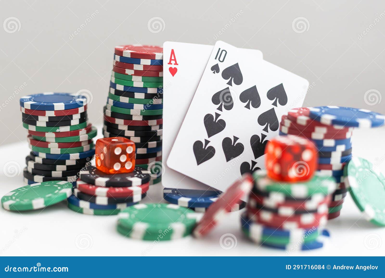 Ace and Poker Chips Isolated on White Background Stock Photo - Image of ...
