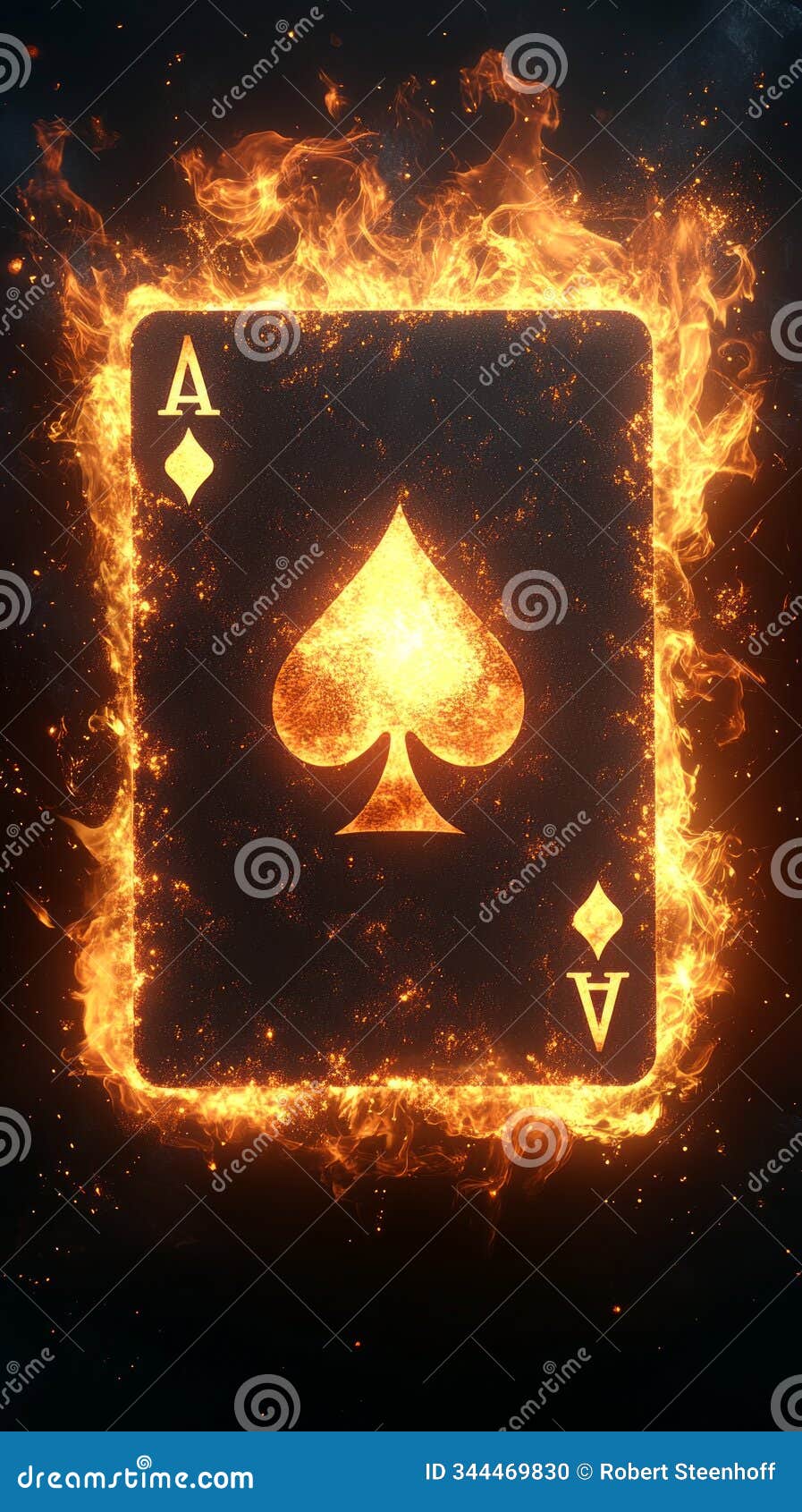 Ace of Spades Engulfed in Flames. Stock Illustration - Illustration of ...