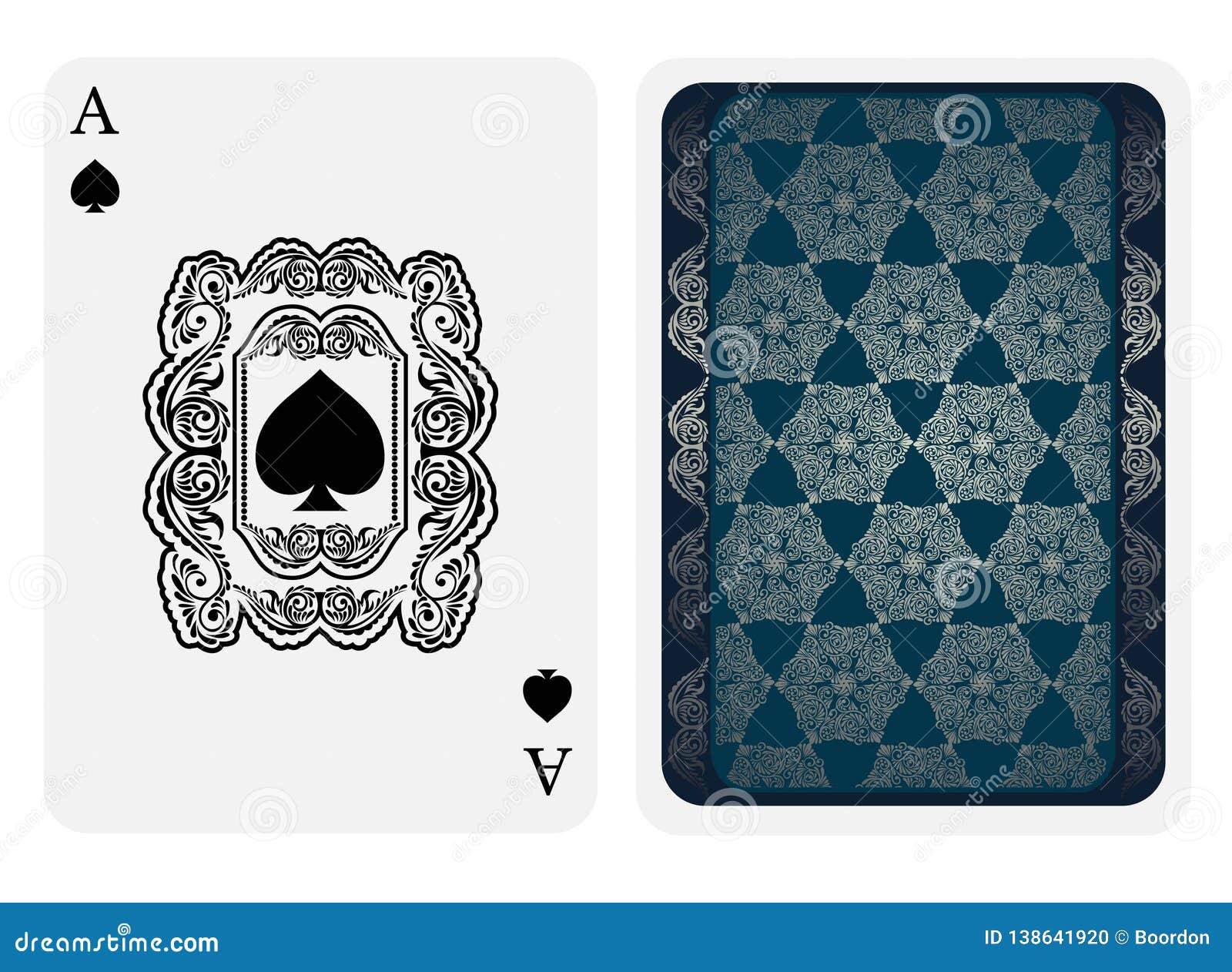Ace Of Spades Face With Spades Inside Florar Square Pattern And Back ...