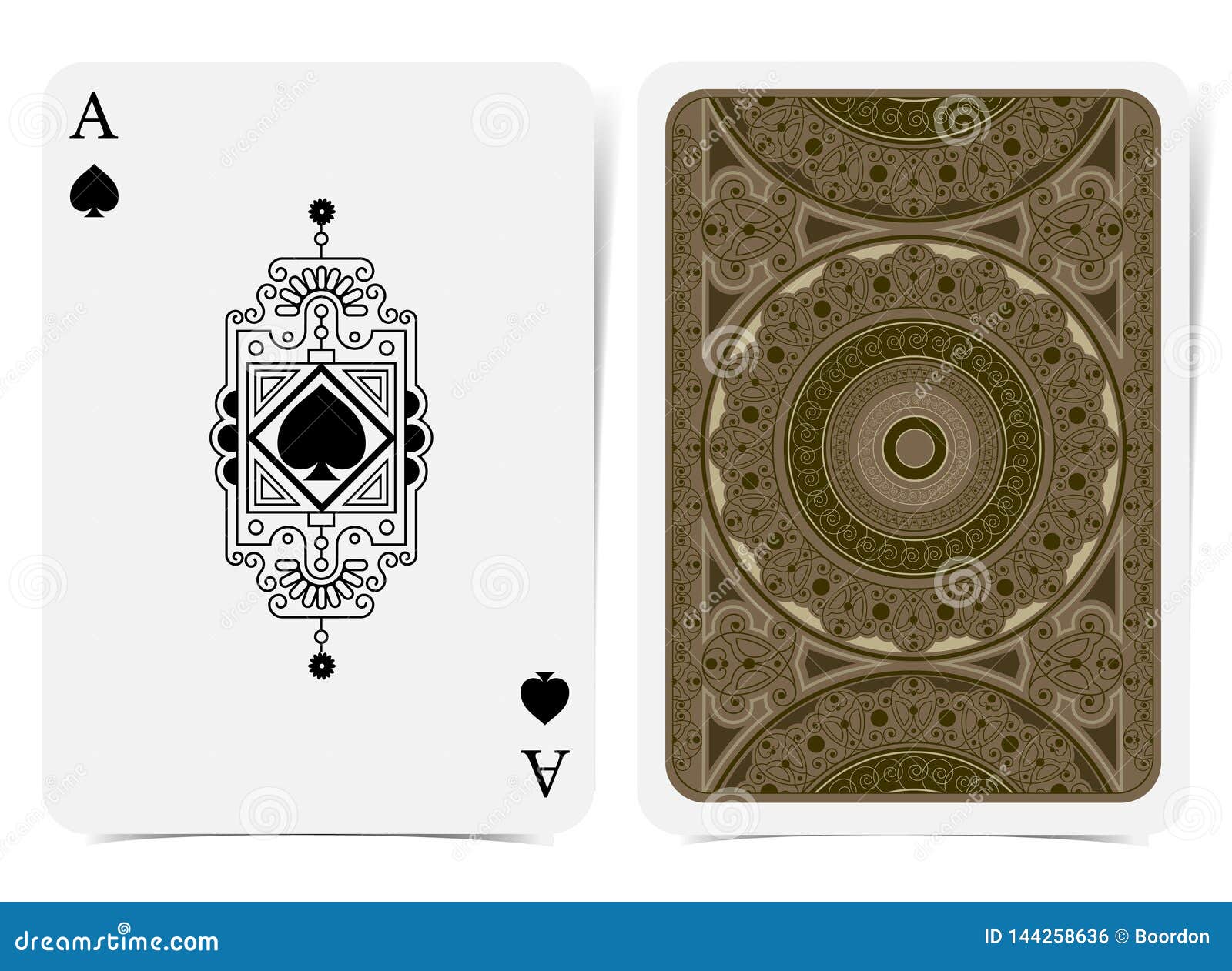 Ace Of Spades Face With Spades In Round Frame Between Two Dragons With ...