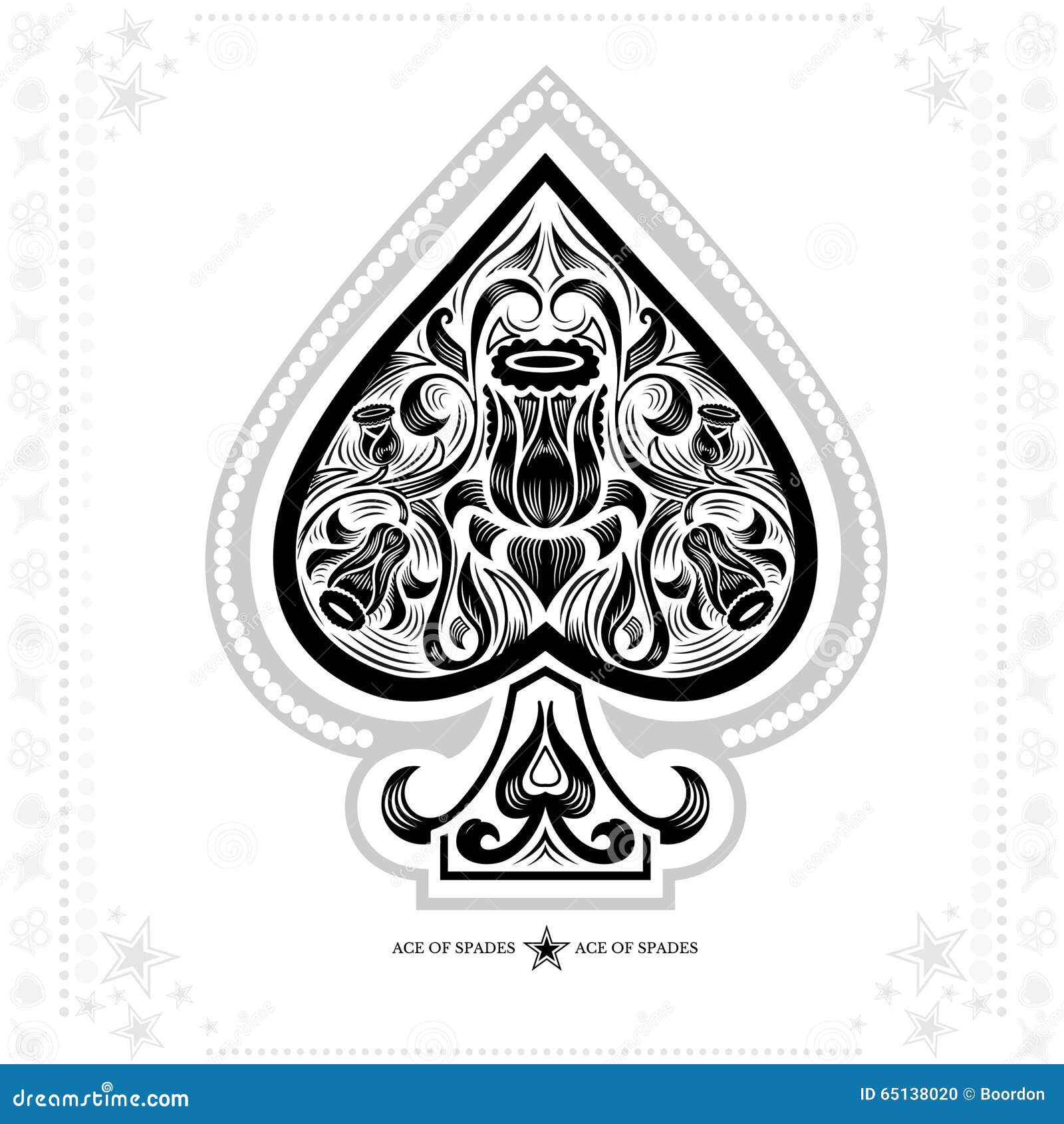Ace of Spades with Flower Pattern Inside. Black in White Stock Vector ...