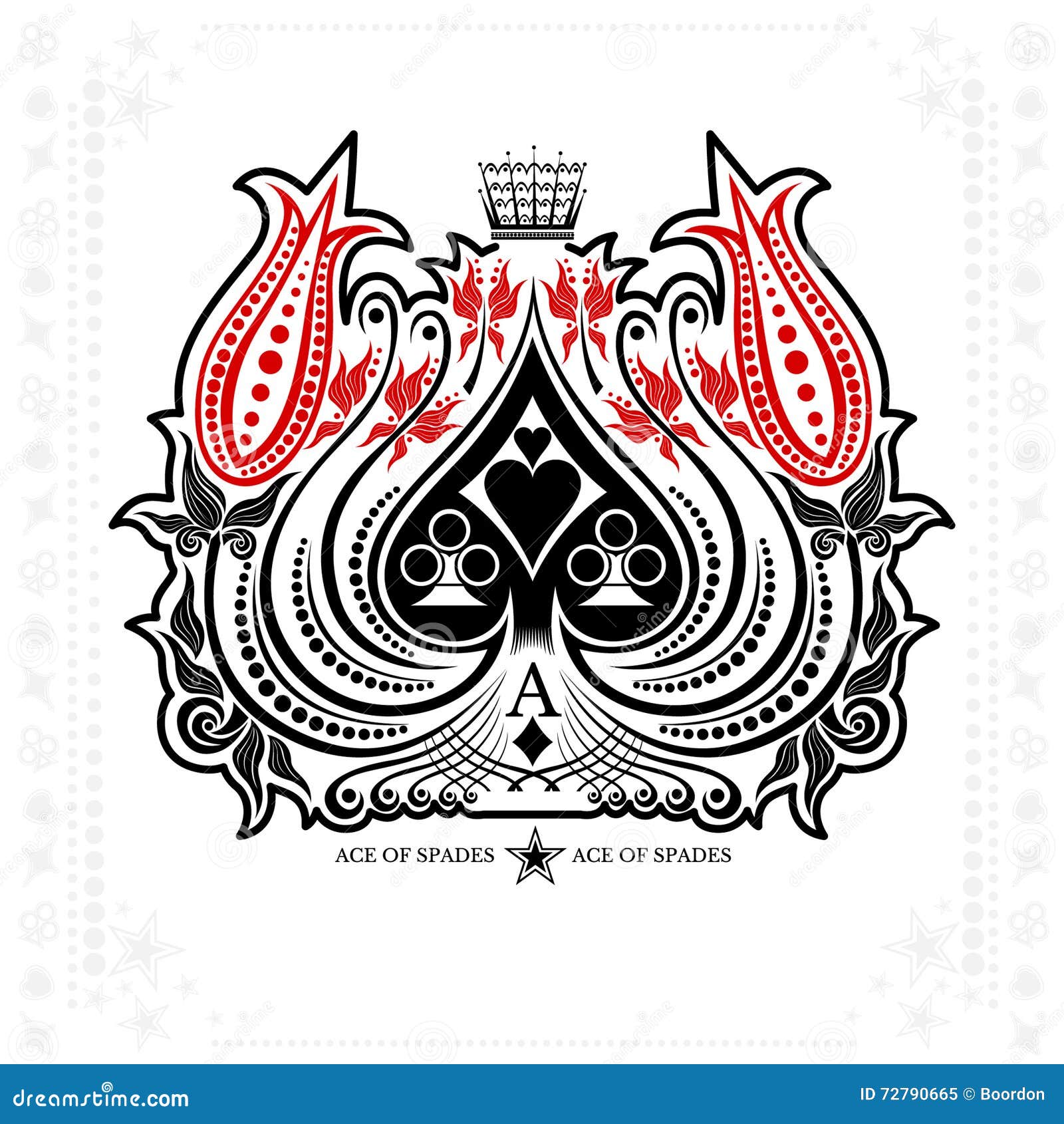 Ace of Spades into Flowers Wreath Stock Vector - Illustration of game ...