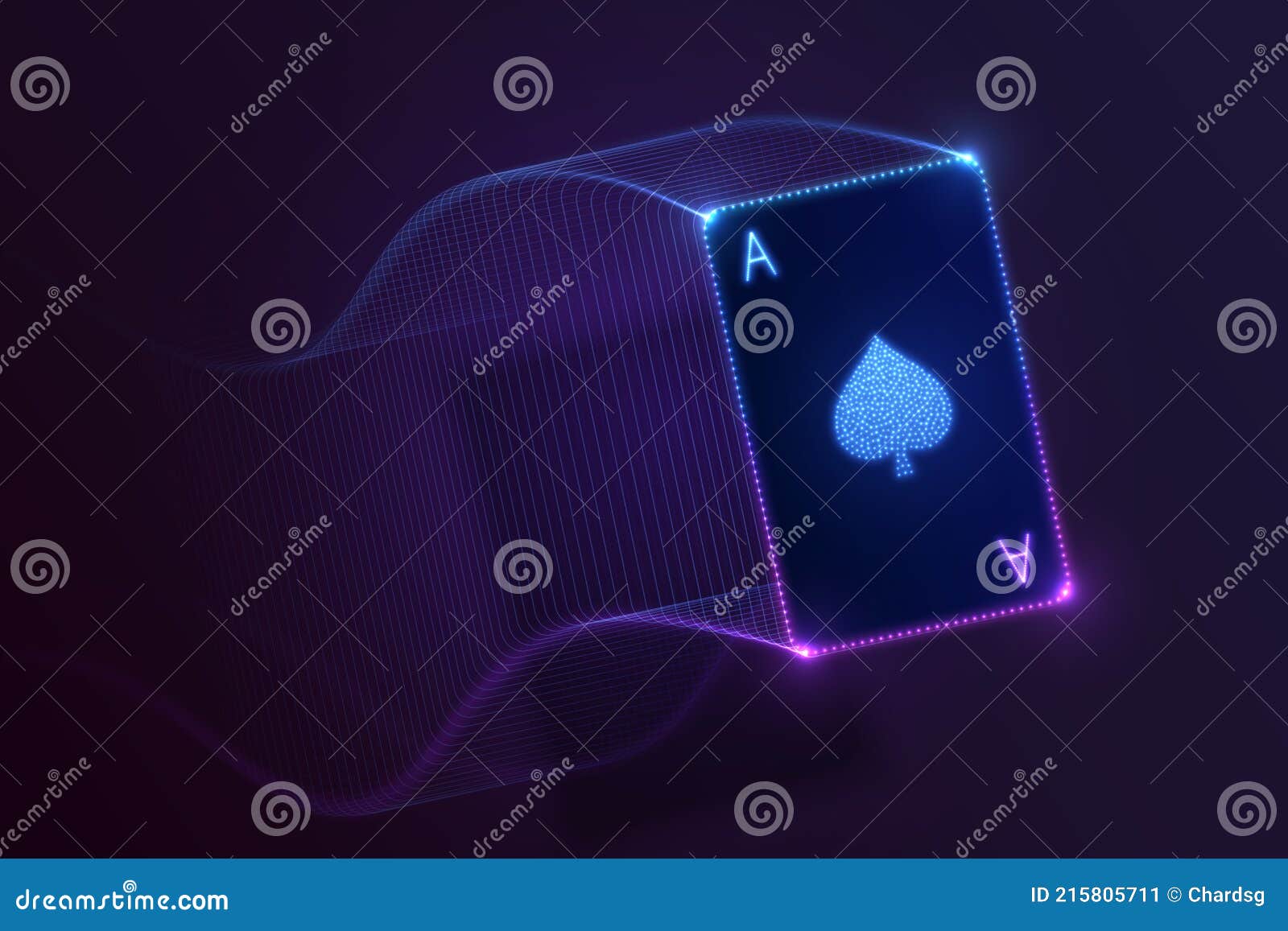 Ace of Spades Flying, Glowing Neon Card with Lights. Vector Design ...